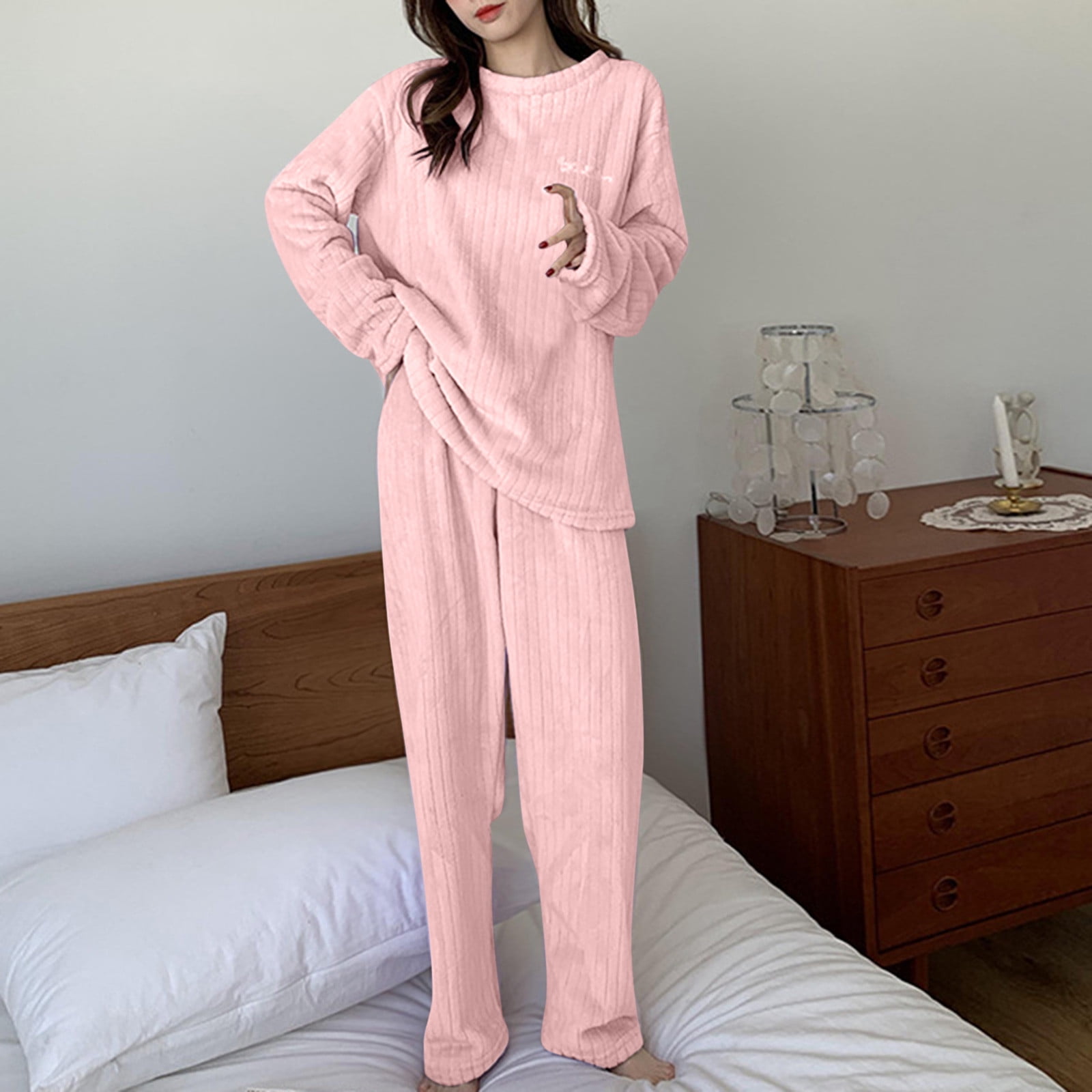 RYDCOT Women's Flannel Pajamas, Soft Comfy Winter Sleepwear Sets, Solid ...