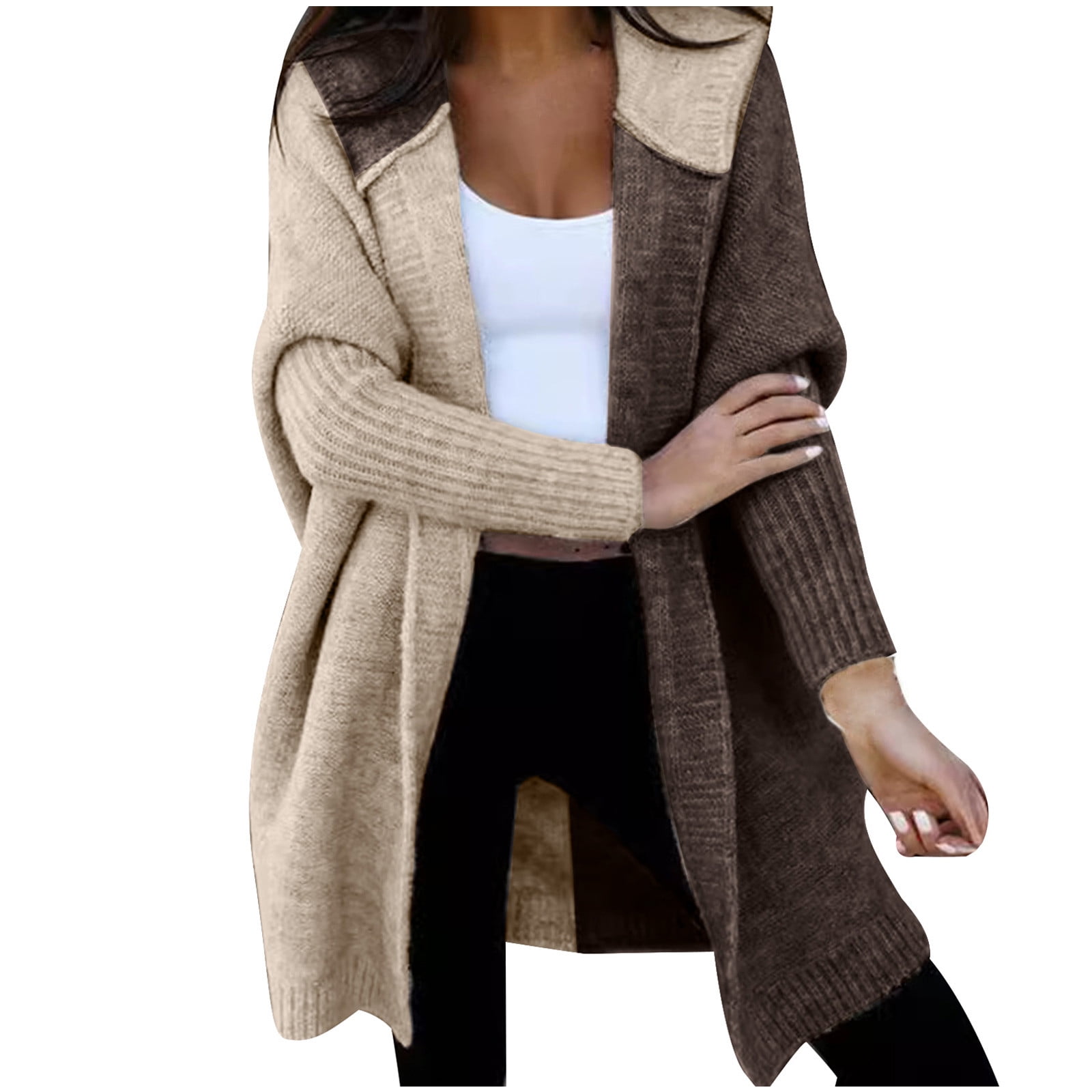 RYDCOT Hooded Sweater Coats for Women Knee Length Long Cardigans Cable ...