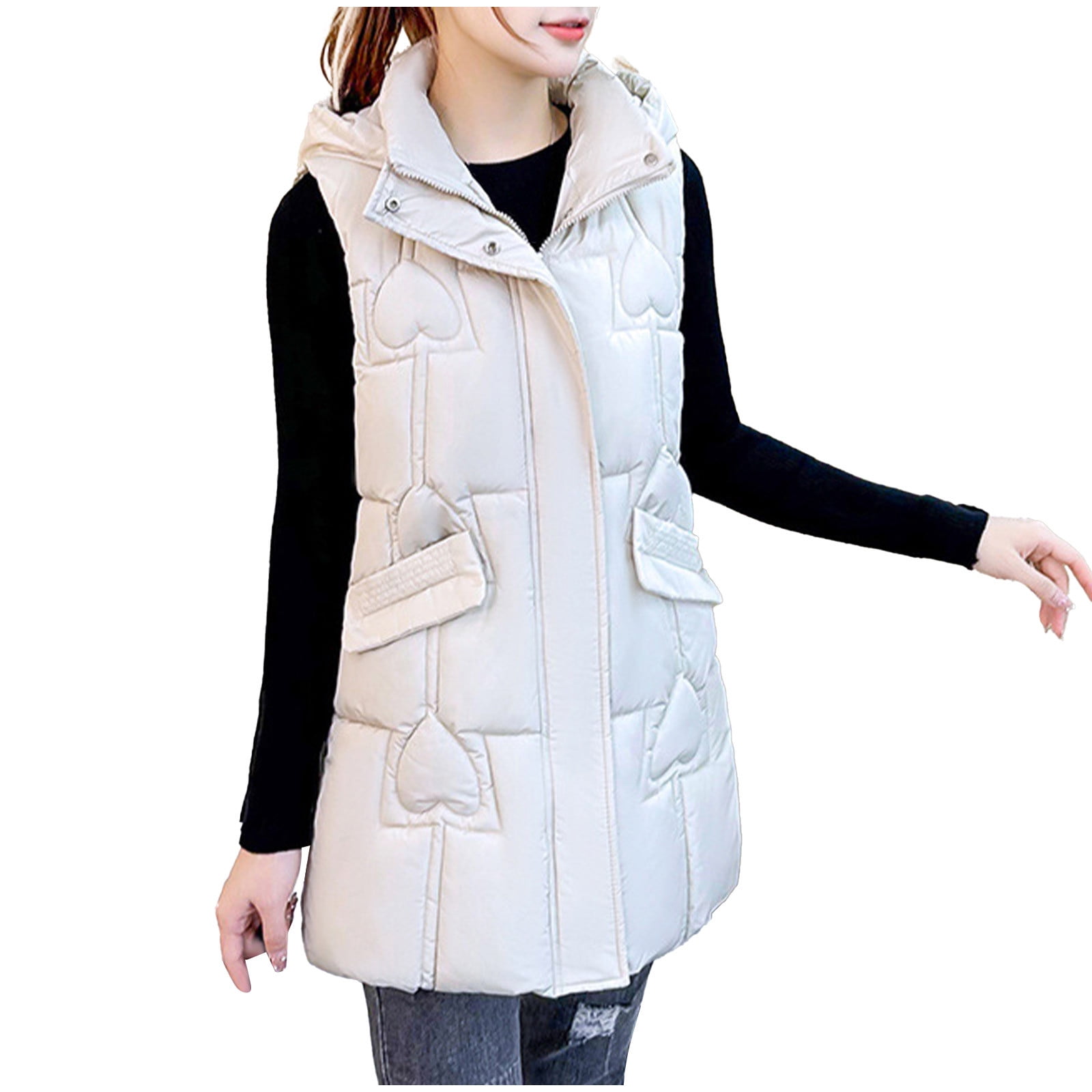 RYDCOT Hooded Winter Long Vest for Plus Size Women Long Puffer Vest ...