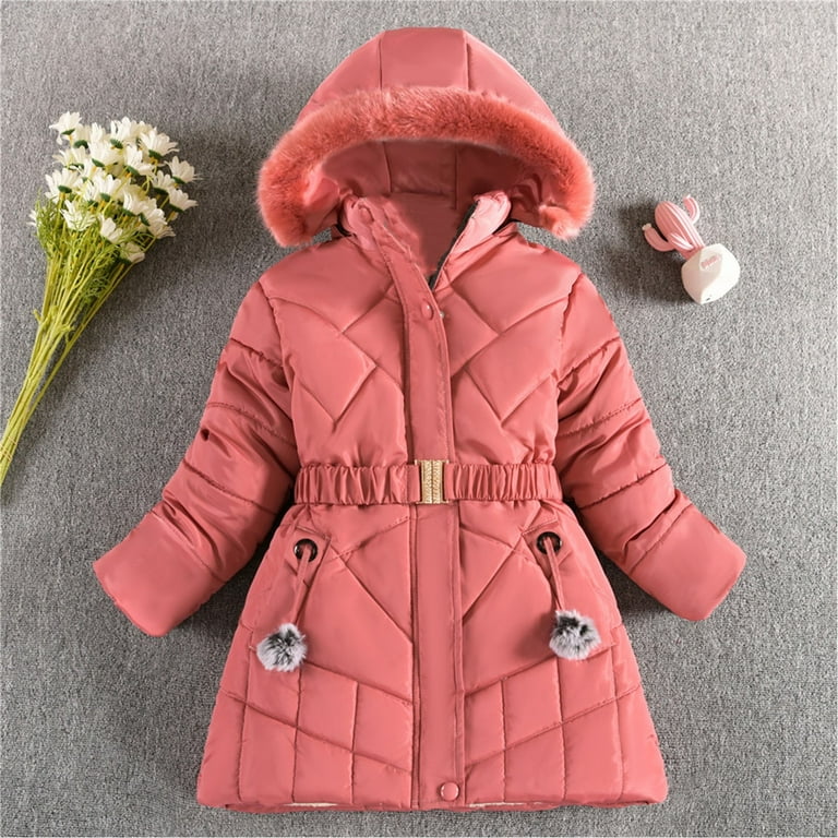 RYDCOT Kids Girls s Winter Warm Coat Jacket Clothes Zipper Waterproof Thick Down Padded Coats Puffy Cotton Jackets with Hood 6 15 Years Sale Walmart