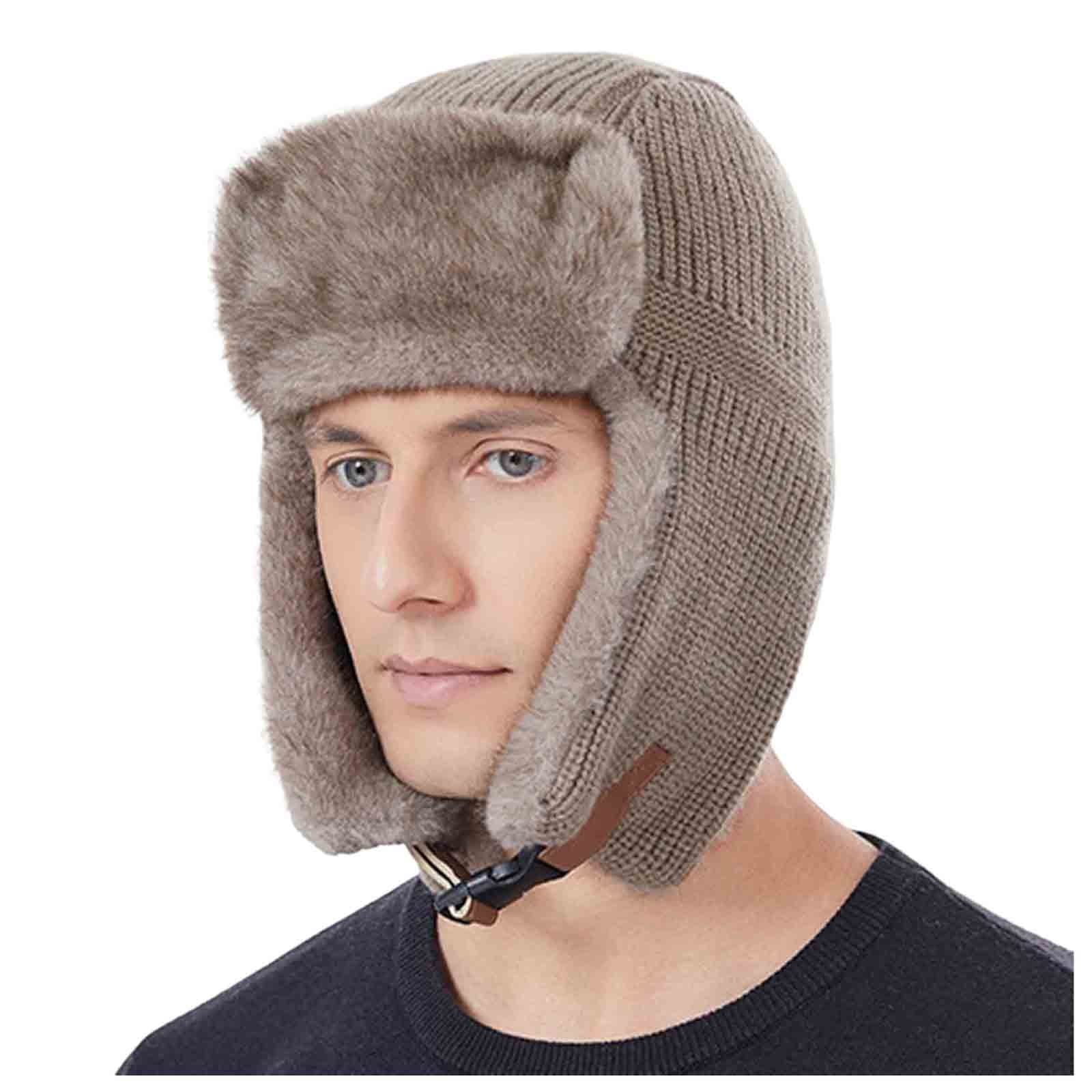RYDCOT Men Faux Fleece Plush Lined Trapper Hat Winter Thick thermal ...
