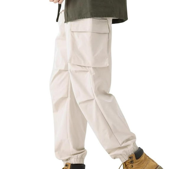 RYDCOT Men's Casual Baggy Cargo Pants Elastic Waist Drawstring Street ...