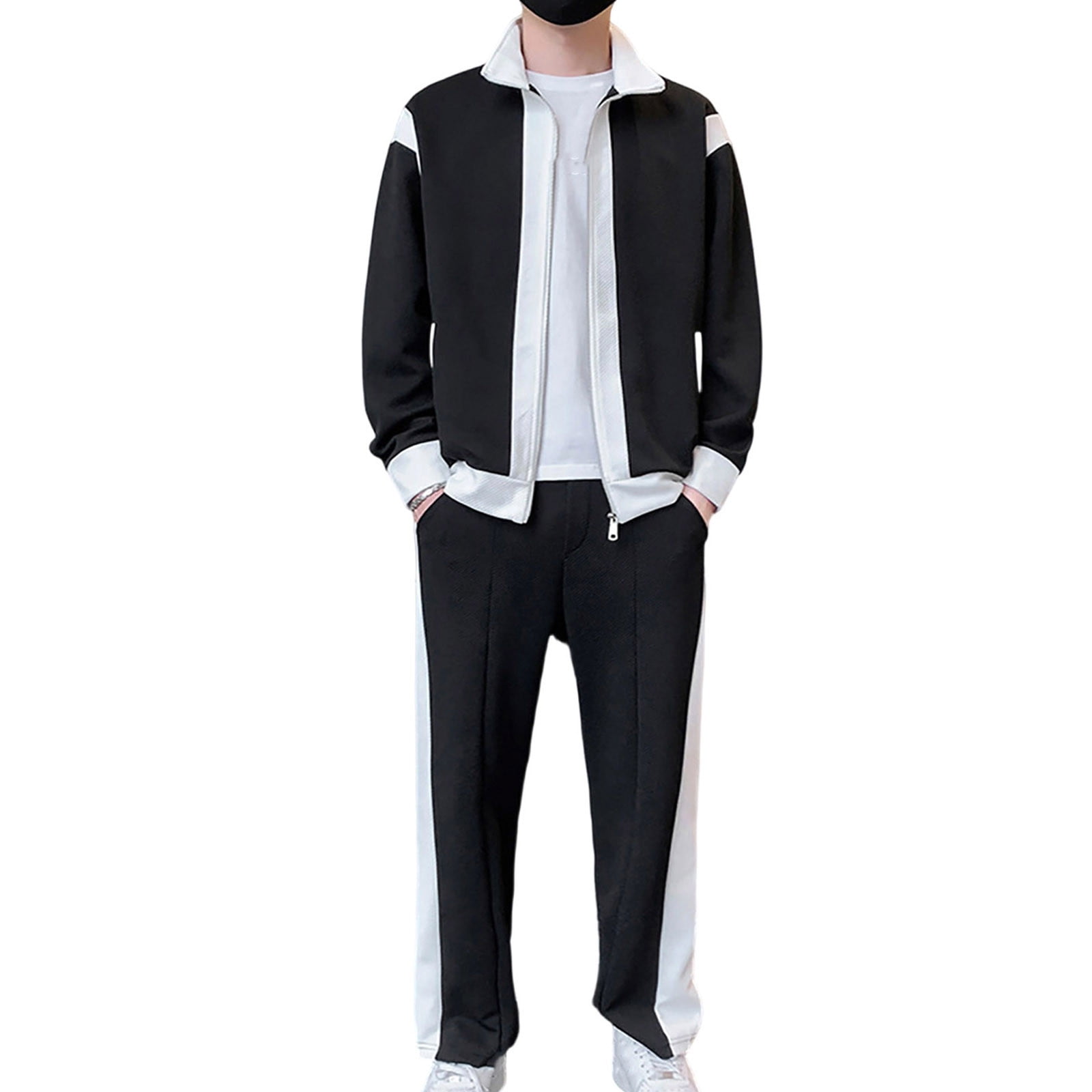 RYDCOT Men's Color Block Casual Tracksuits Long Sleeve Jogging Suits ...