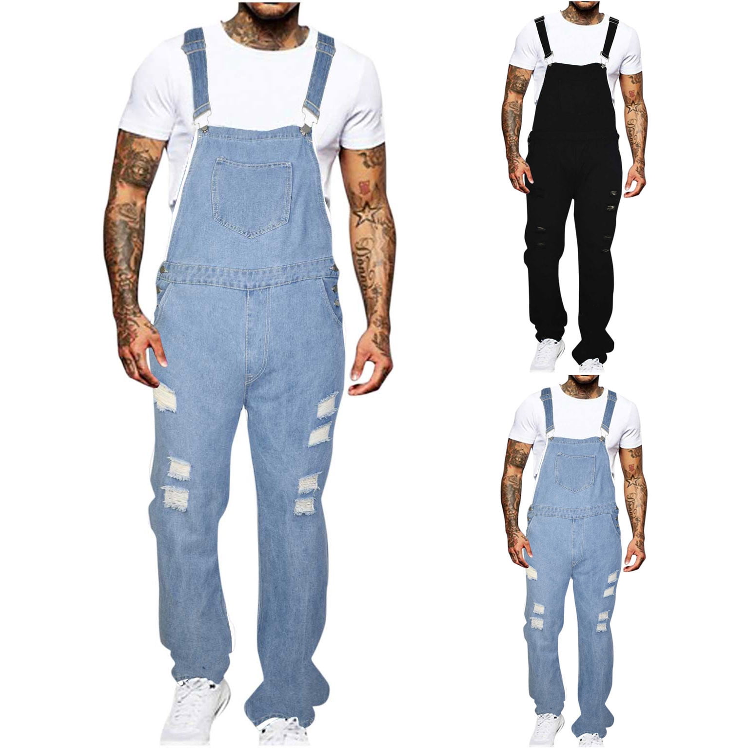 RYDCOT Men's Denim Overall, Mens Loose Fit Overall Workwear with ...