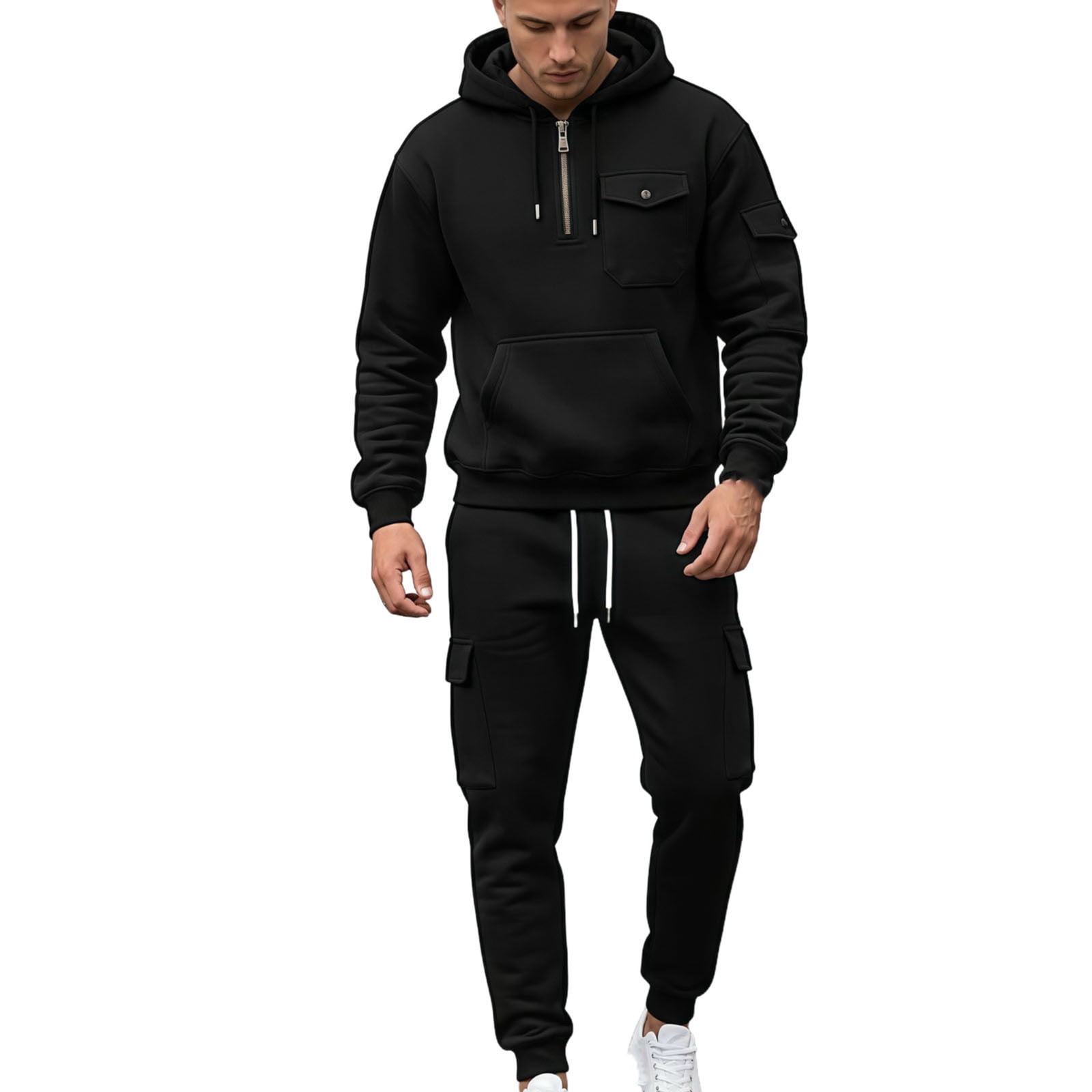 RYDCOT Men's Fleece Tracksuits 2 Piece Outfits Long Sleeve 1/4 Zip ...