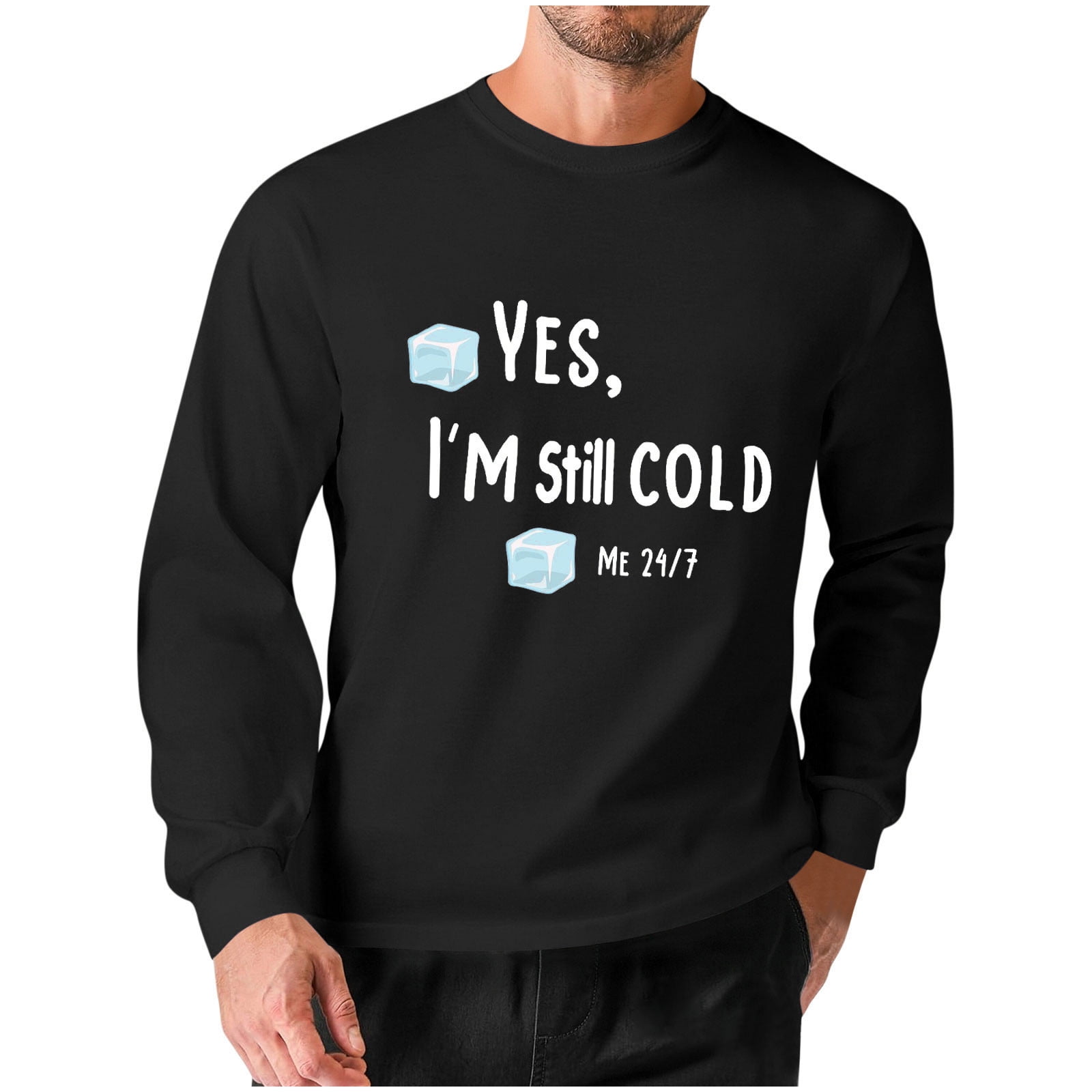 RYDCOT Men's Long Sleeve Cotton Shirts Crew Neck Casual Shirt Letter ...