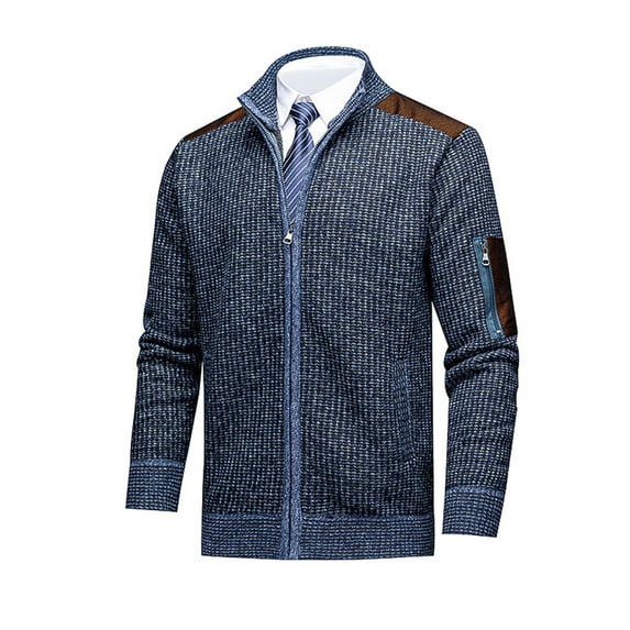 RYDCOT Men's Long Sleeve Stand-up Collar Cardigan Fleece Jacket with ...