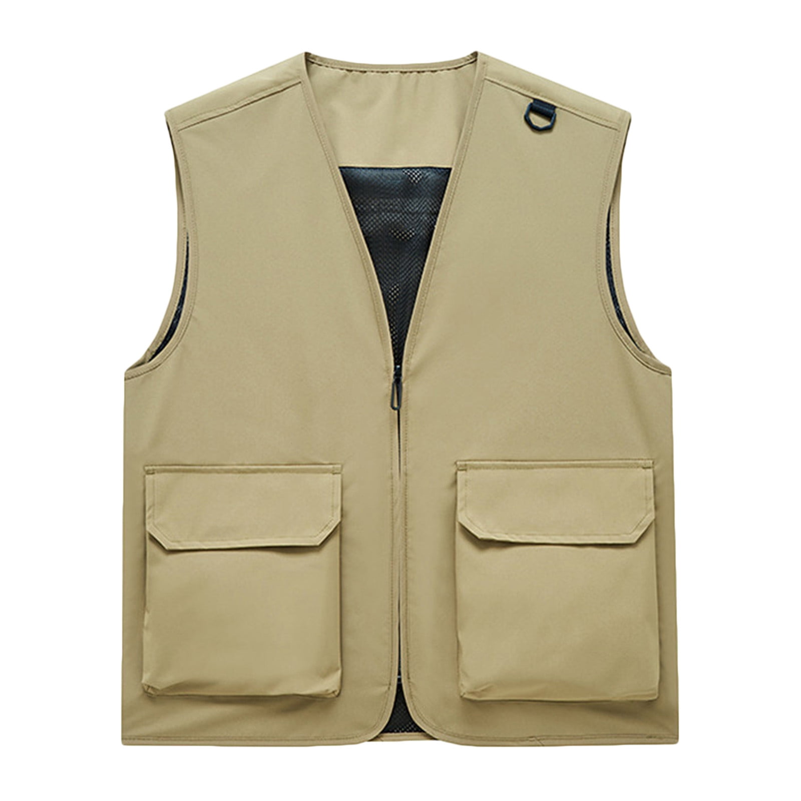 RYDCOT Men's Mesh Lined Fishing Vest Utility Zipper Summer Cotton Vests ...