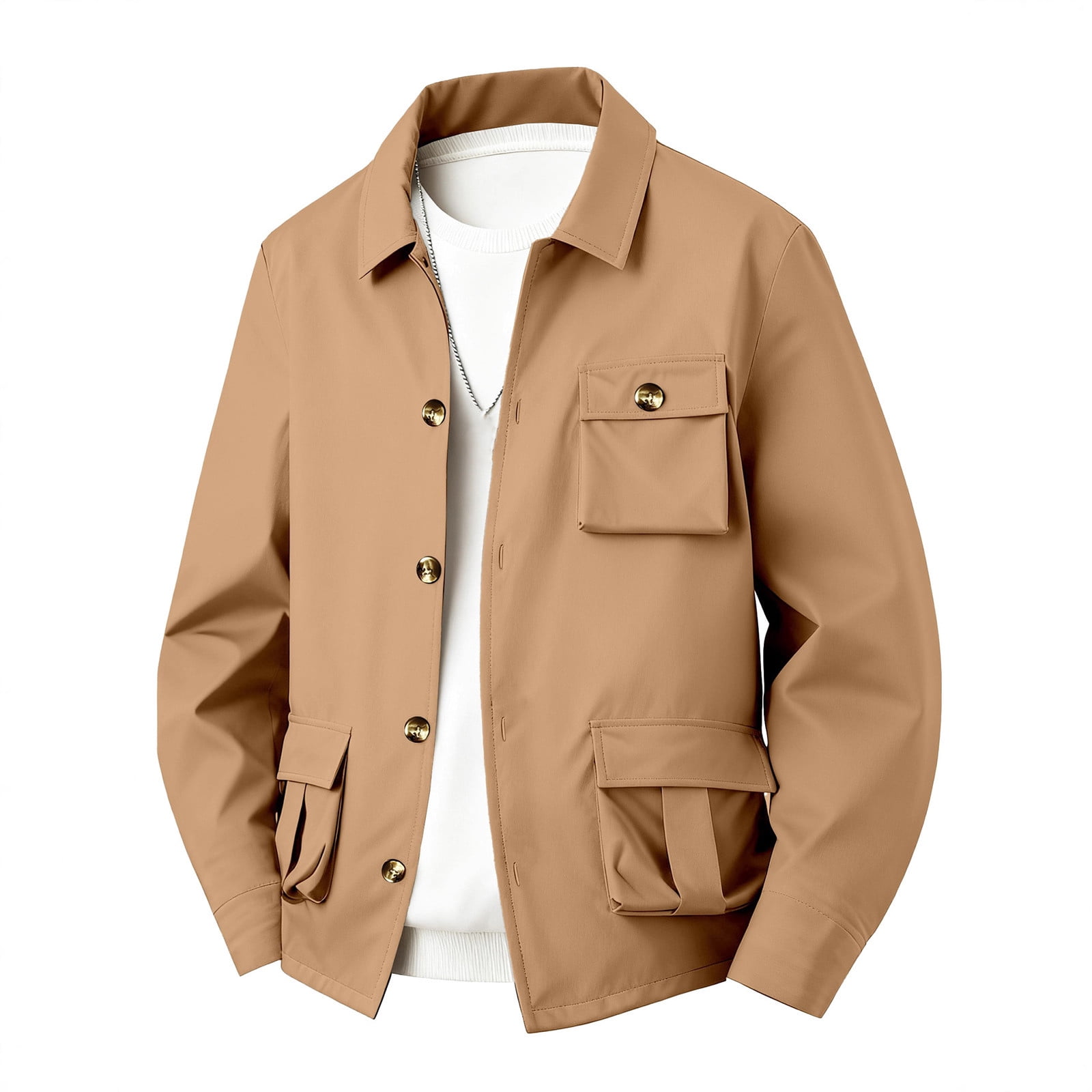RYDCOT Men's Solid Color Casual Fashion Flap Pocket Single Breasted ...