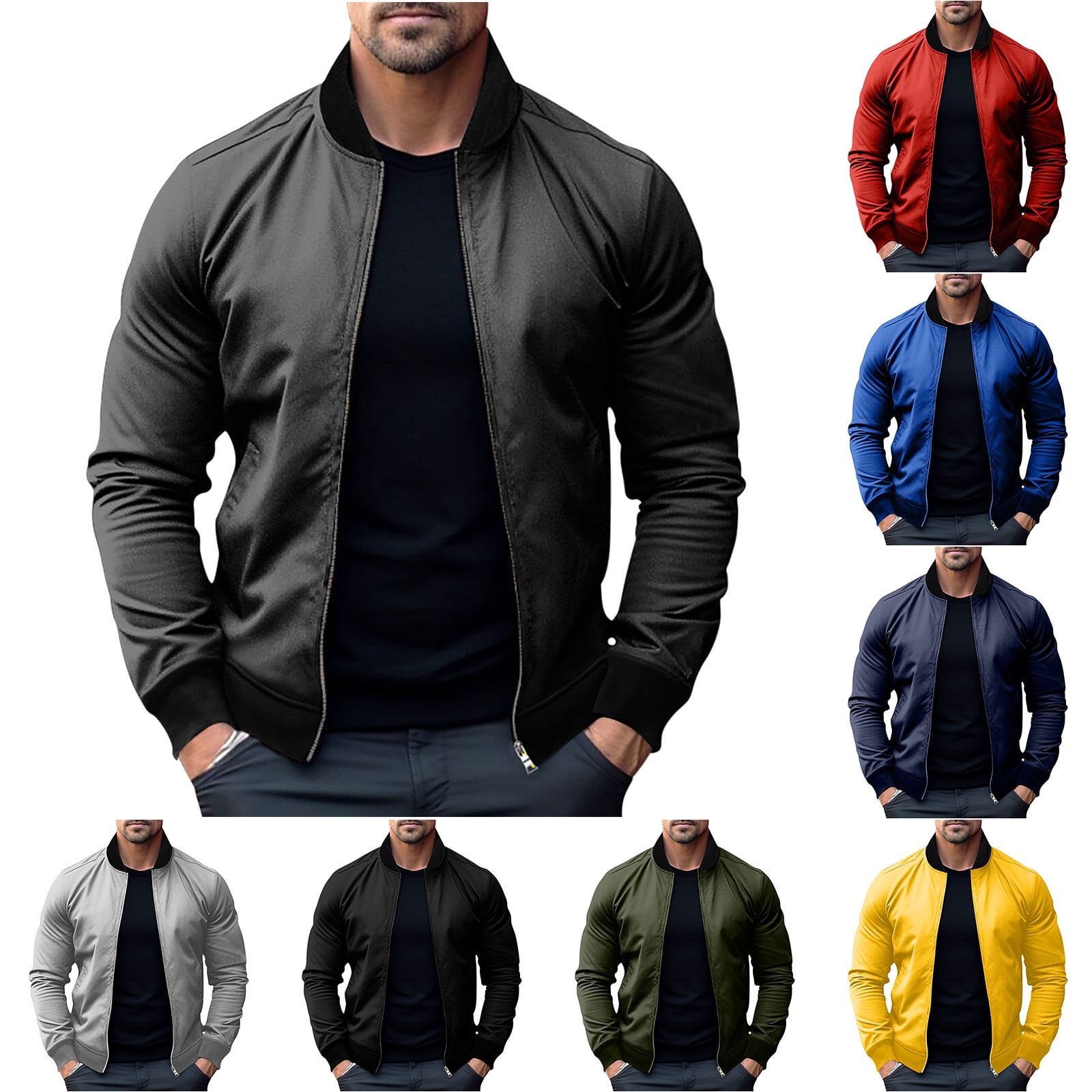 RYDCOT Men's Varsity Jackets Big and Tall Full Zip Bomber Jacket ...
