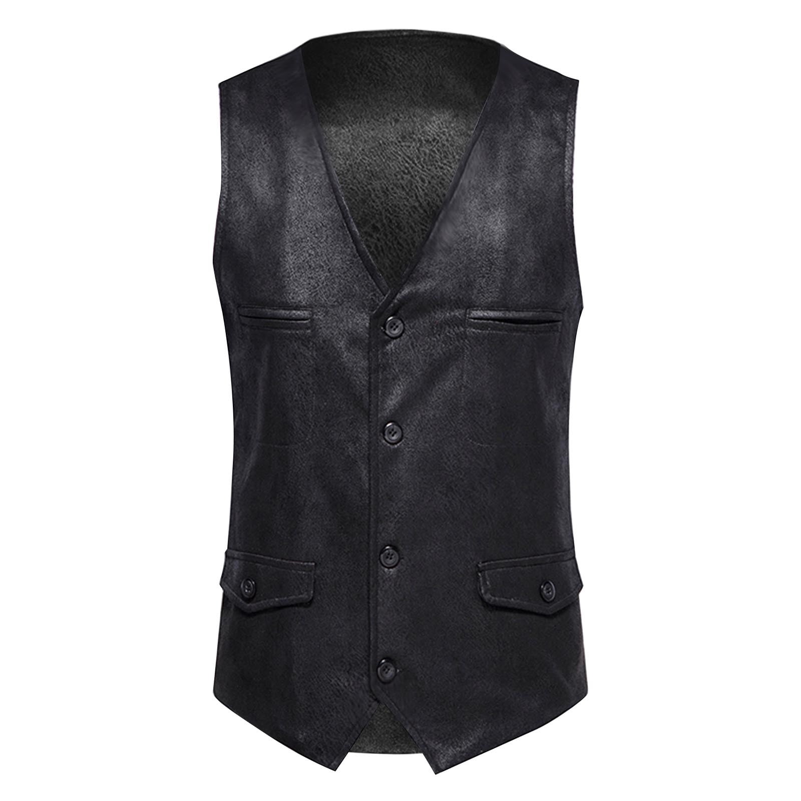 RYDCOT Men's Western Cowboy Suit Vest Slim Fit Faux Suede Leather Dress ...