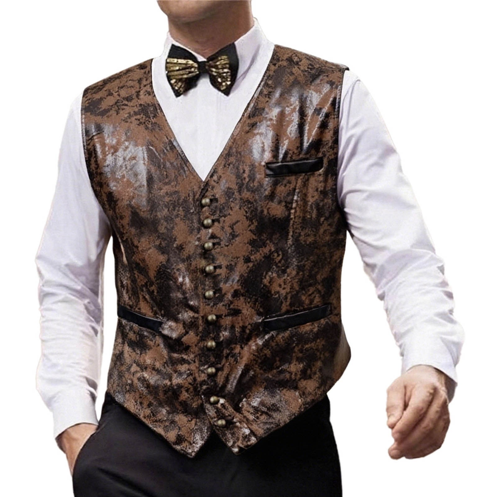RYDCOT Men's Western Cowboy Suit Vest Slim Fit Faux Suede Leather Dress ...