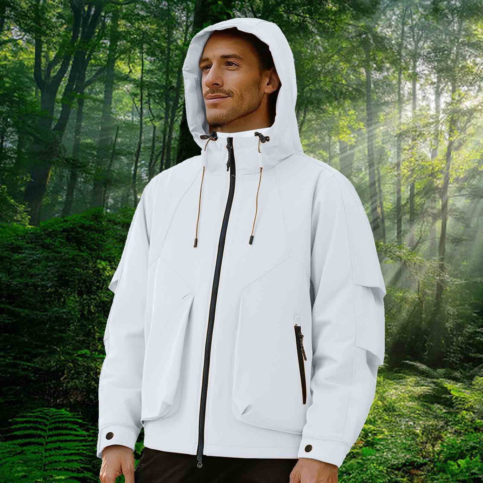 RYDCOT Men's Windbreaker Jacket with Hood Long Sleeve Zip Up Rain ...