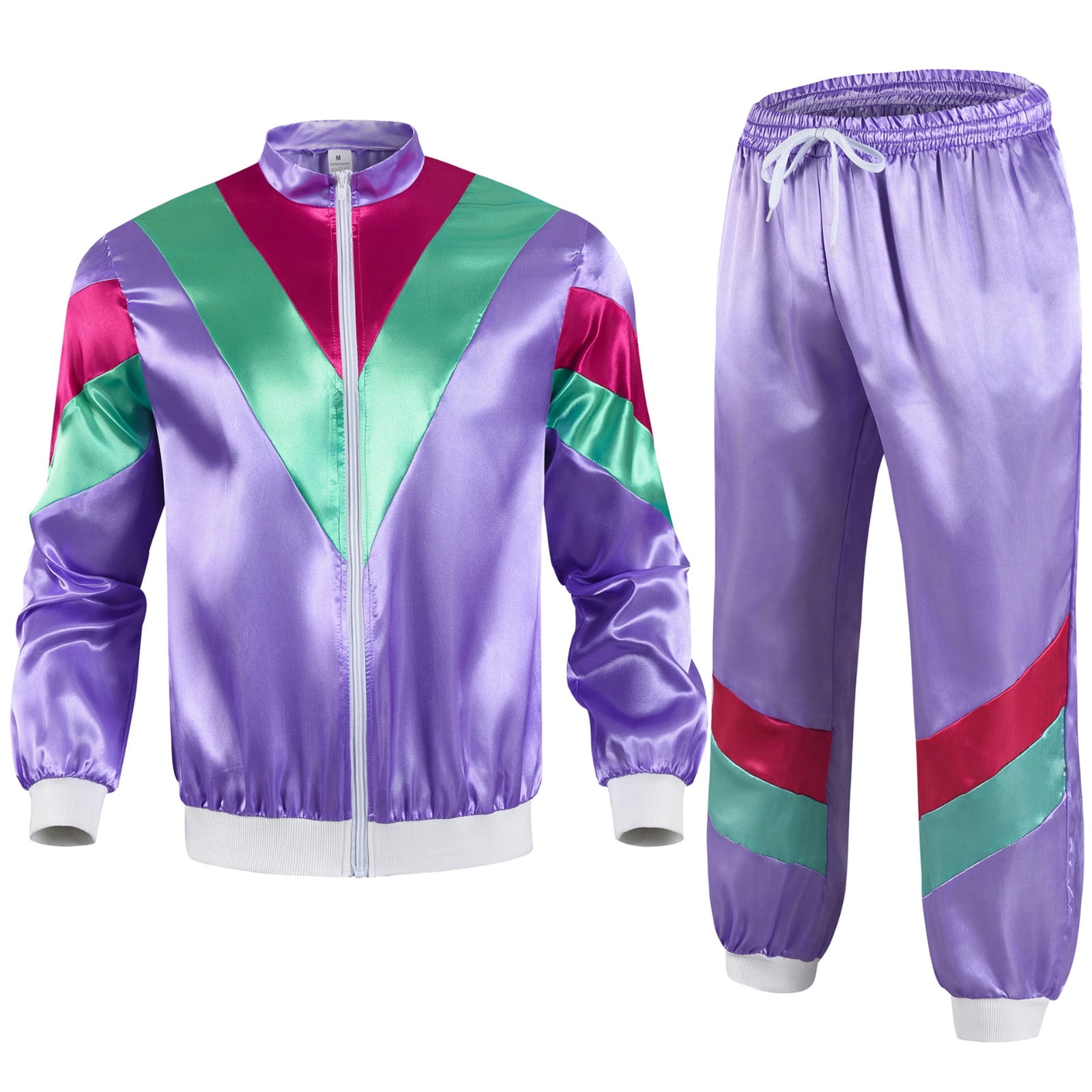 RYDCOT Mens 80s Zipper Long Sleeved Pants Tracksuit Retro Sportswear ...