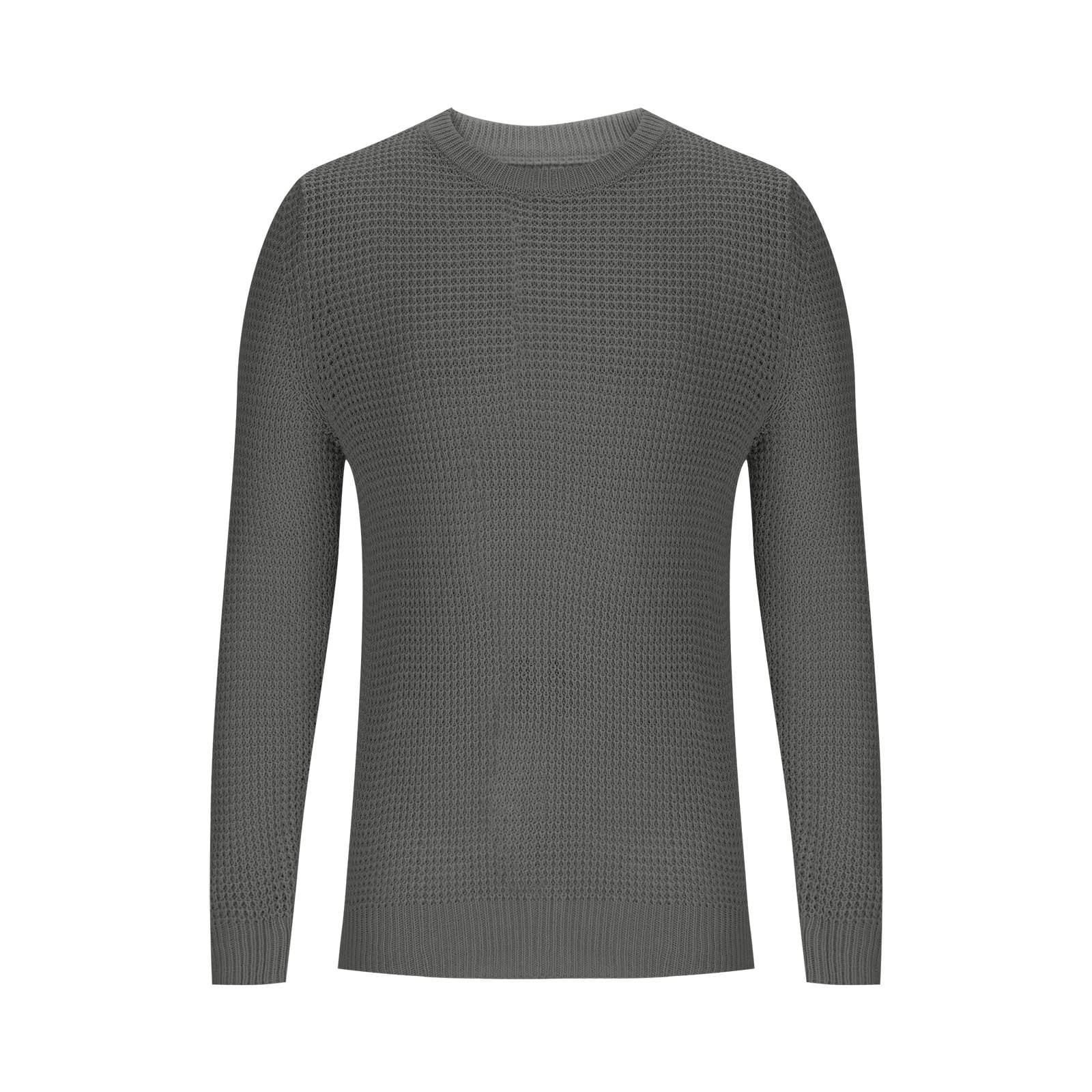 RYDCOT Mens Casual Crewneck Sweater Fall Lightweight Long Sleeve Solid ...