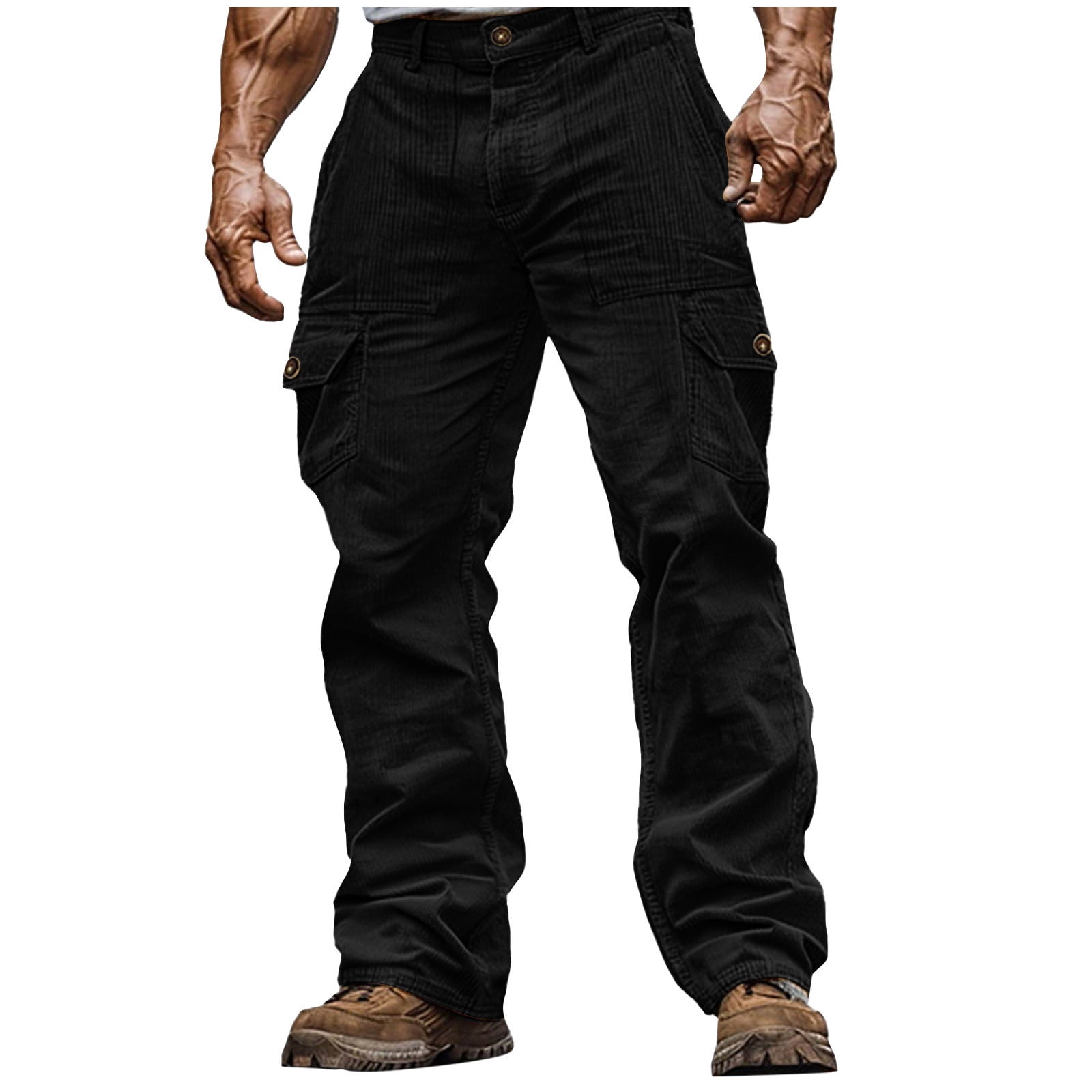 RYDCOT Mens Corduroy Pants Baggy Vintage Casual Fashion Button Down ...