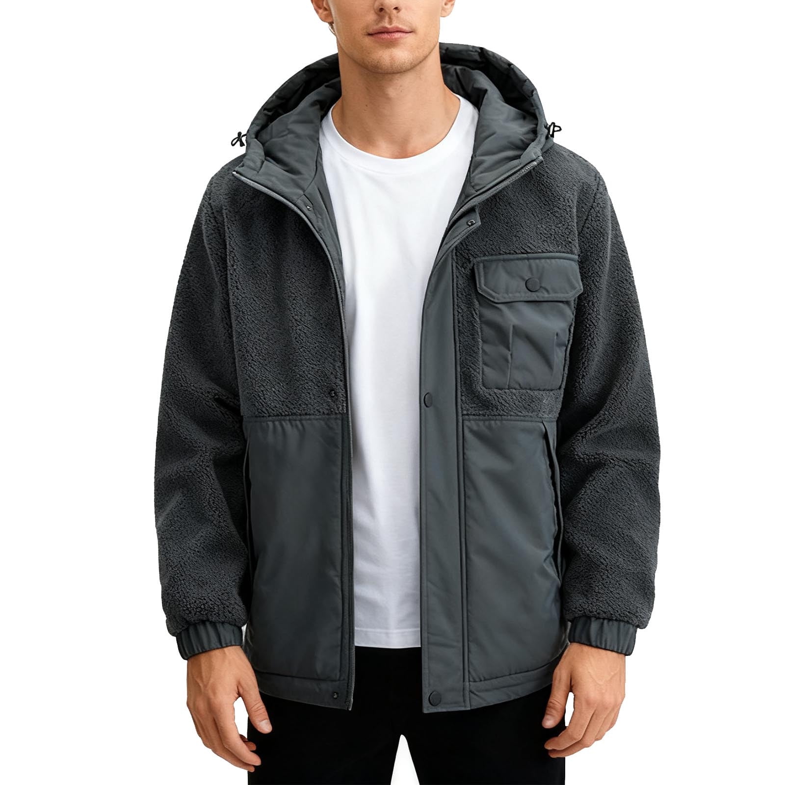 RYDCOT Mens Mid Long Winter Polar Fleece Coats Lightweight Puffer ...