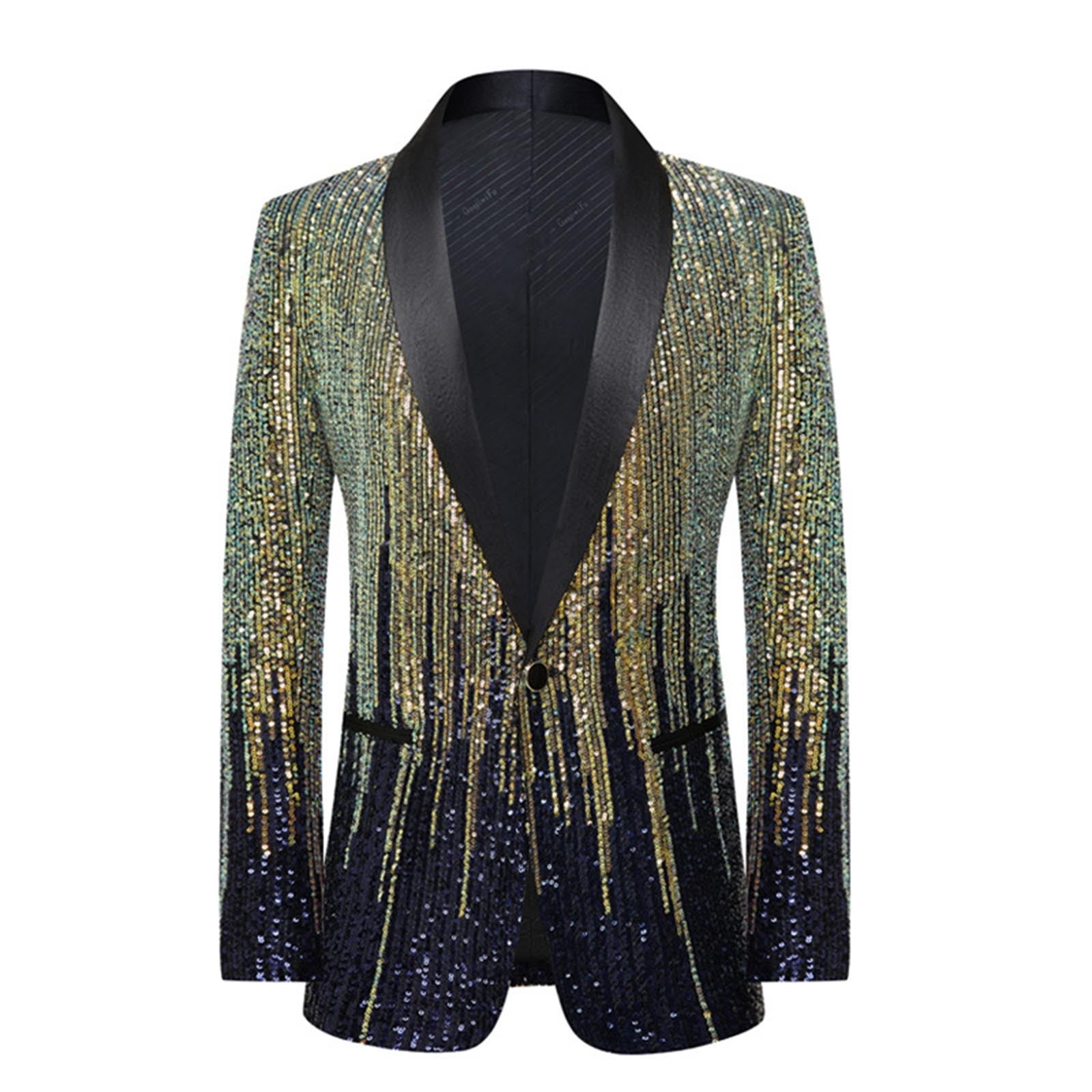 RYDCOT Mens Sequins Blazer Sparkle Dress Suit Jacket Cocktails Shiny ...