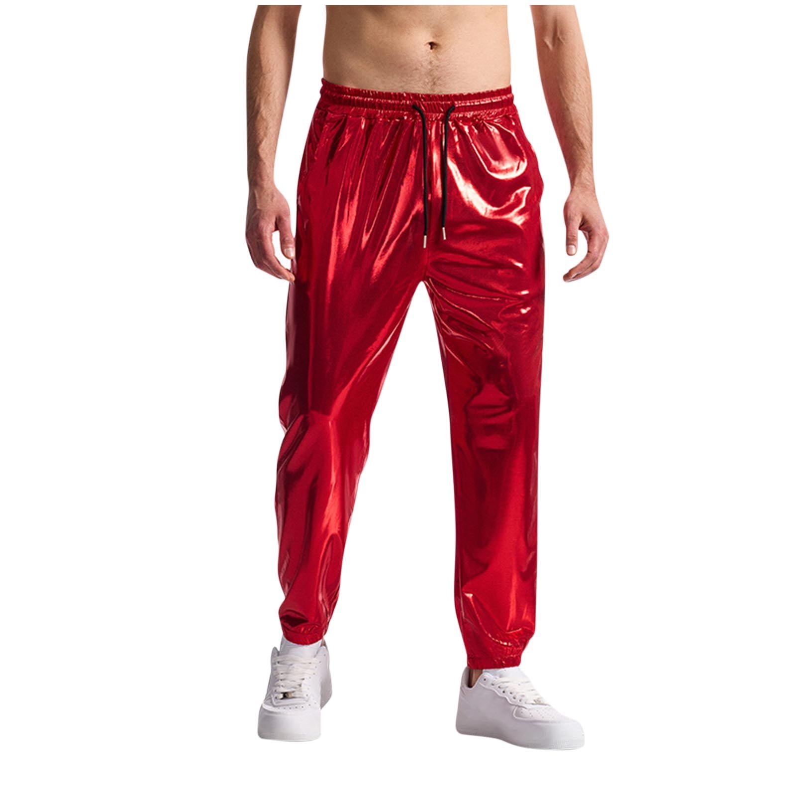 RYDCOT Metallic Shiny Disco Pants for Men, 70s/80s Party Rave Night ...
