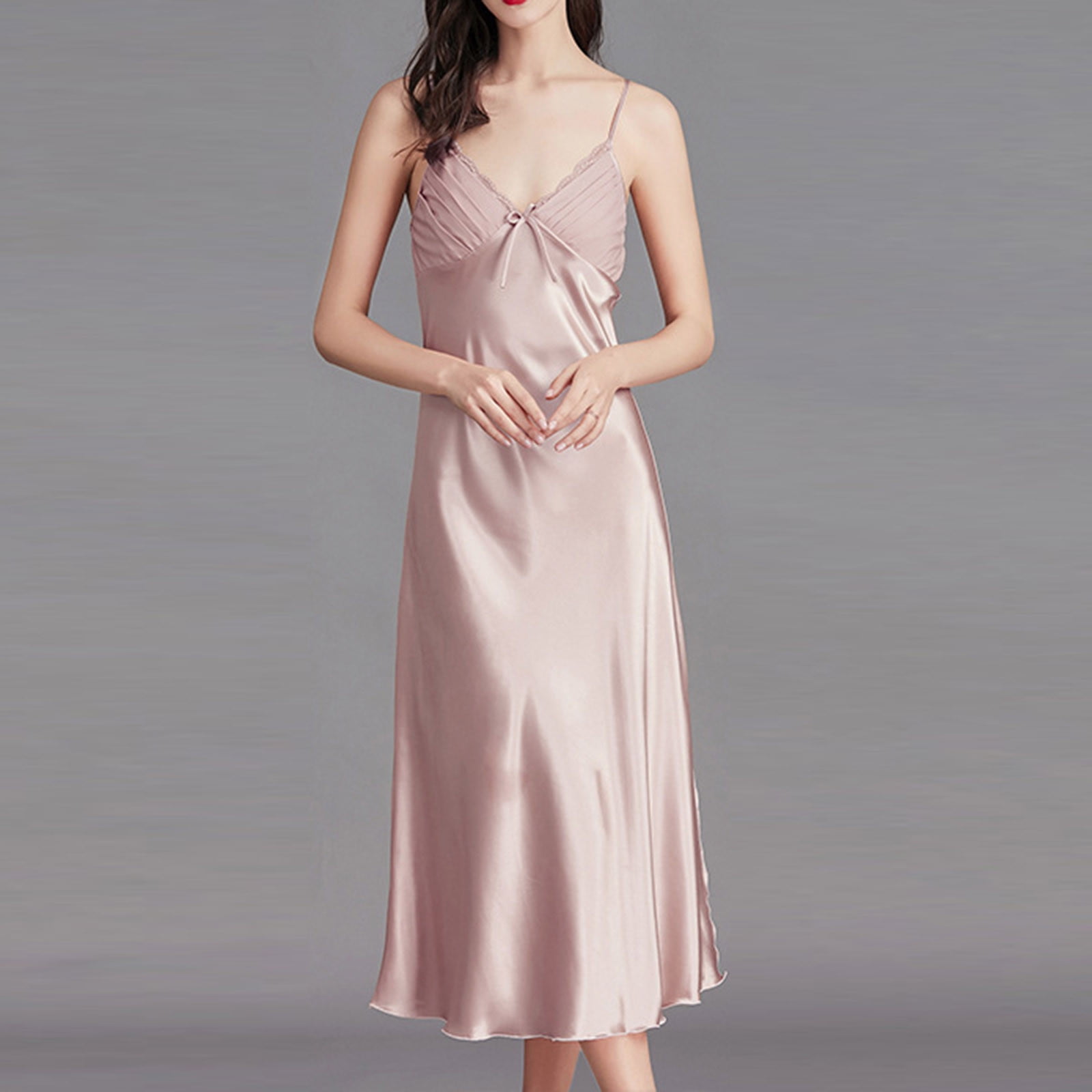 RYDCOT Satin Nightgown for Women Silk Slip Sleep Dress Satin Pajama ...