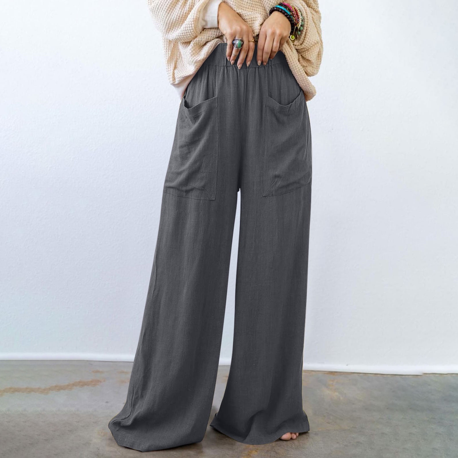 RYDCOT Spring Summer Boho Pants for Women 2024 Casual Cotton and Linen ...