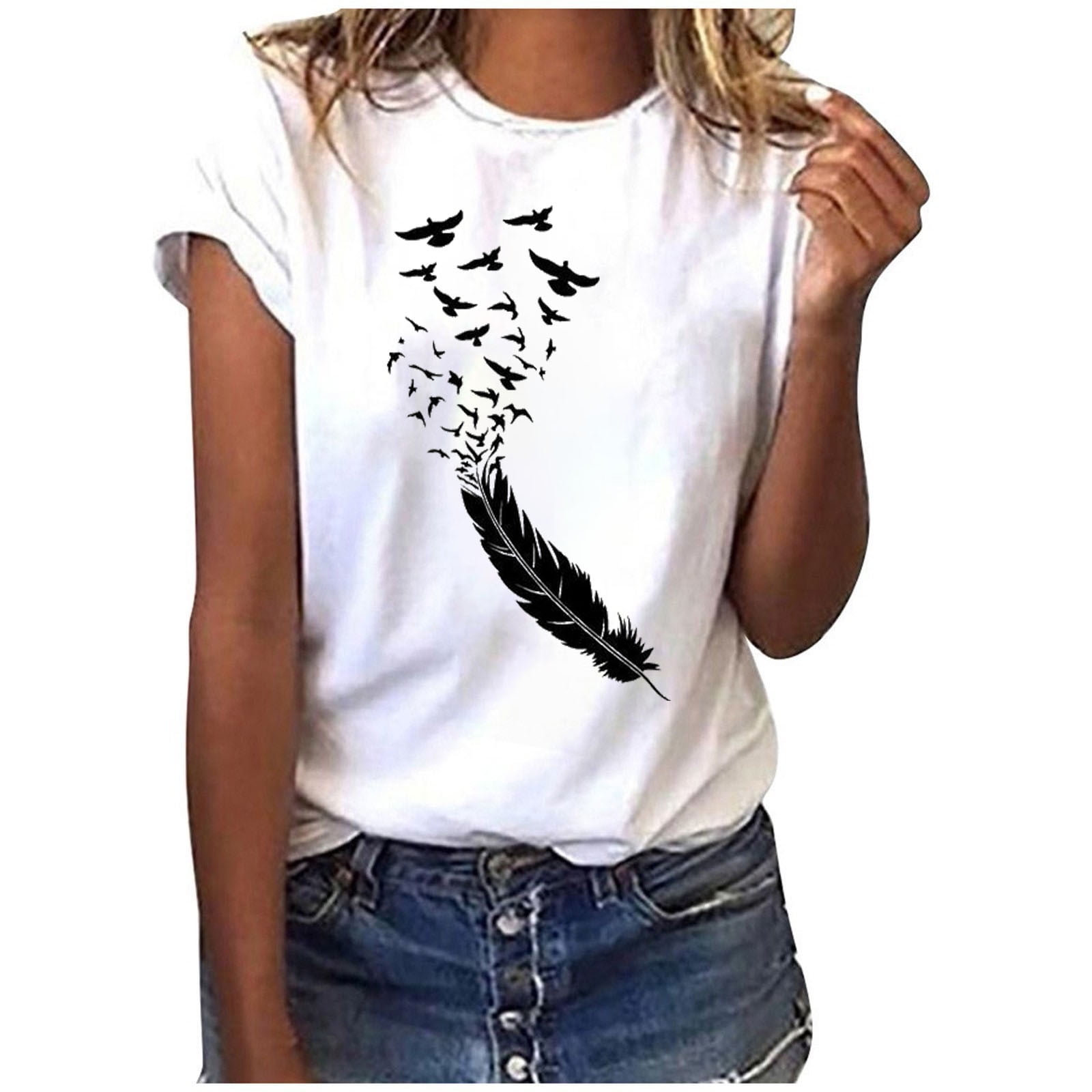 RYDCOT Summer Tops for Women Clearanc,Women's Fashion Casual Short ...