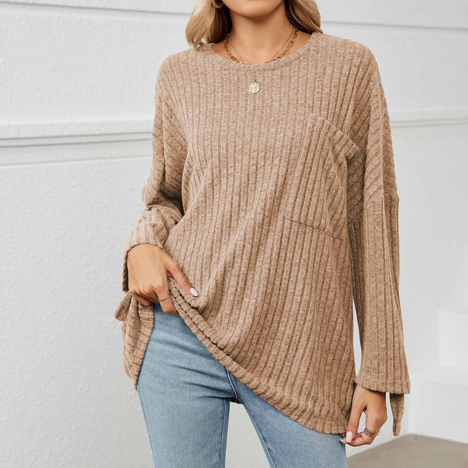 RYDCOT Tunic Sweaters for Women Trendy Women's Winter Casual Solid ...