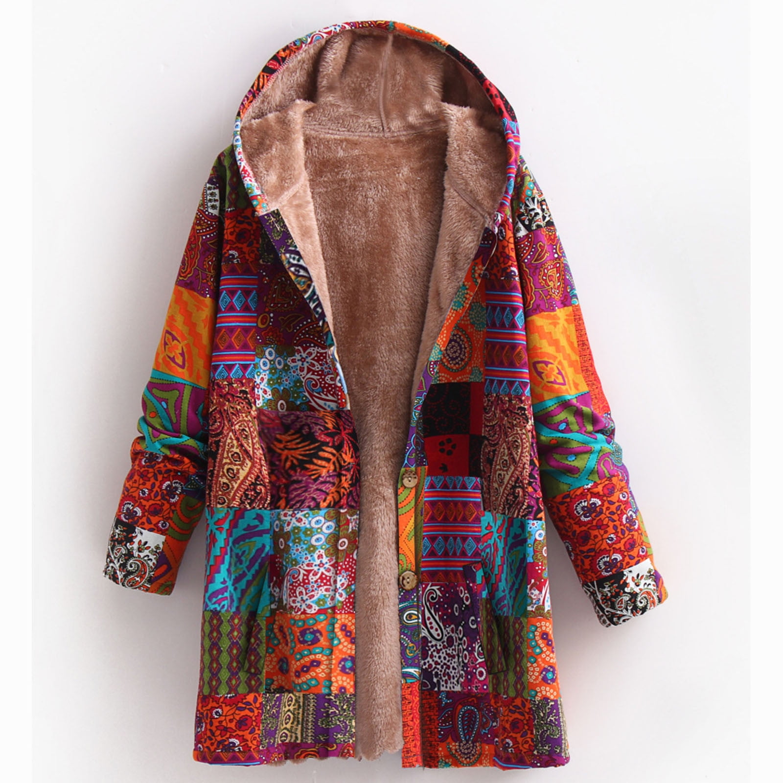 RYDCOT Winter Coats for Women Puffer Women's Cotton and Linen Printing ...