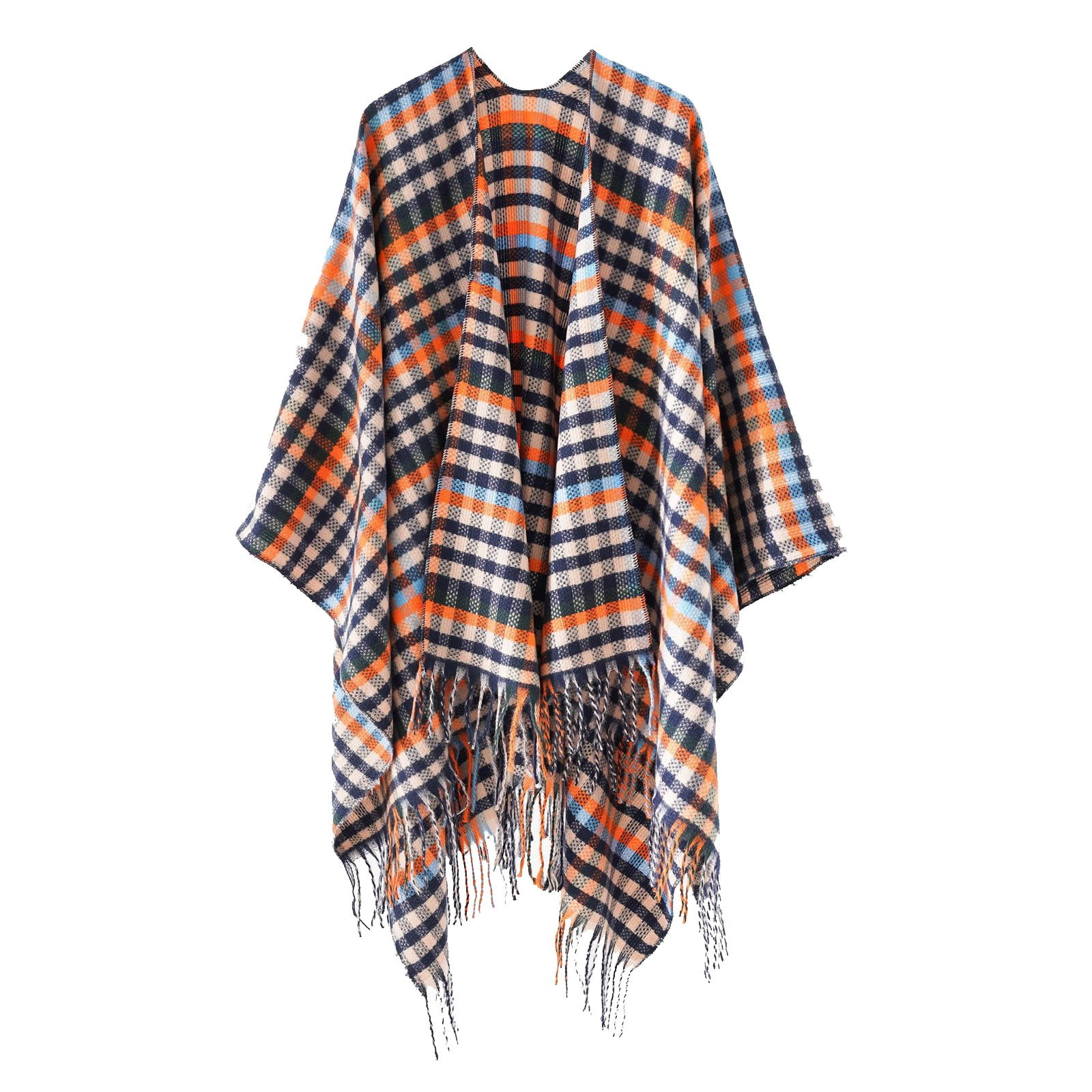 RYDCOT Women's Color Block Shawl Wrap Open Front Poncho Cape for Fall ...