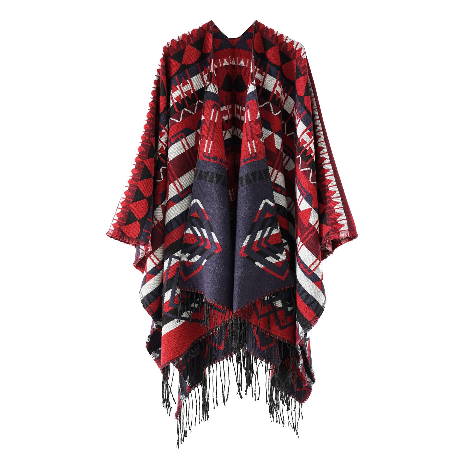 RYDCOT Women's Ethnic Tassel Open Front Poncho Cape Wrap Shawl Elegant ...