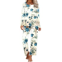 FAFWYP Women's 2 Pieces Pajamas Sets Soft Cotton Floral Printed ...