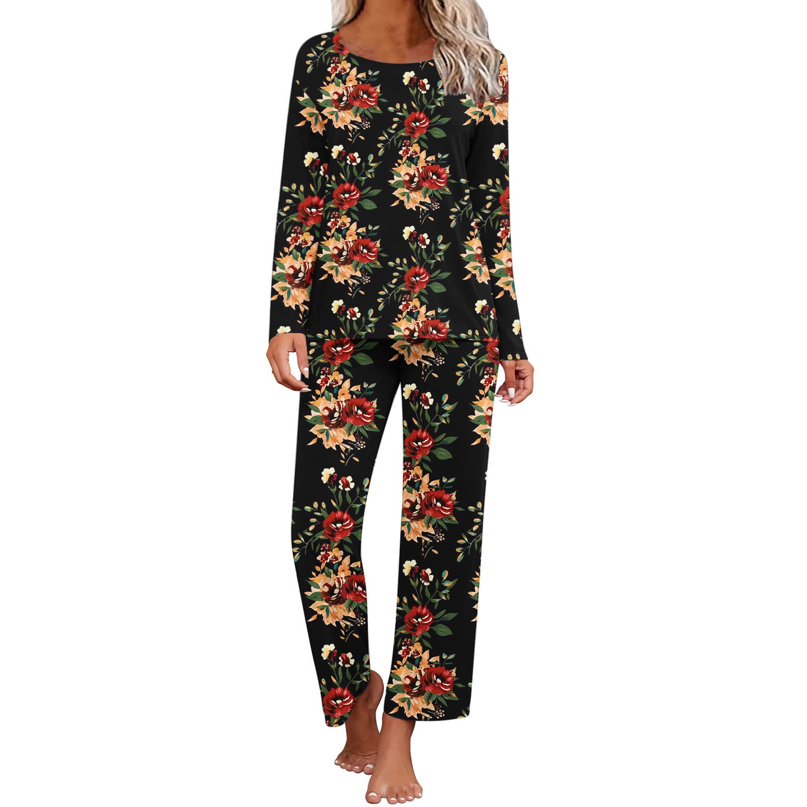 RYDCOT Women's Fall Winter Pajama Sets Loungewear Sets for Women 2 ...