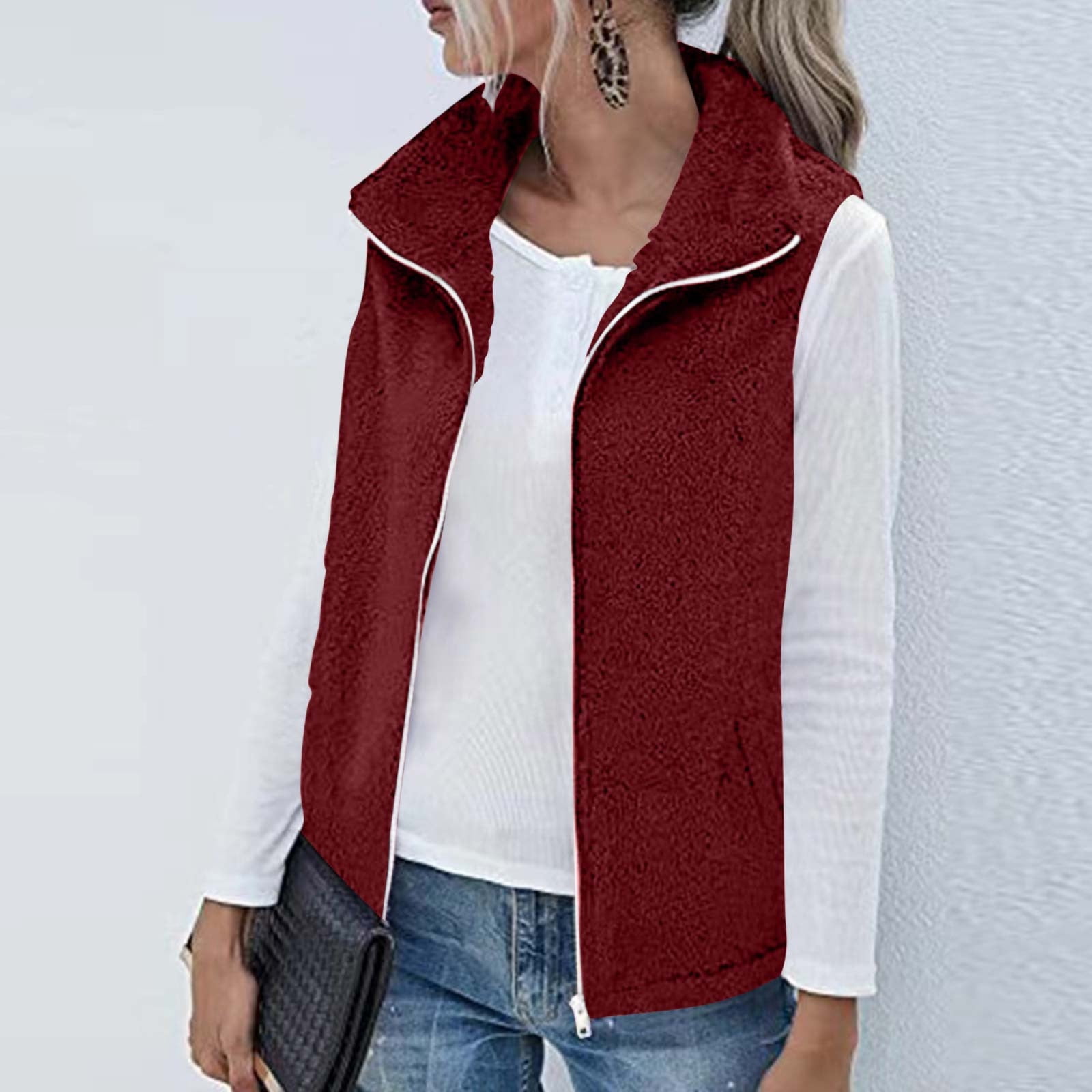 RYDCOT Women's Fleece Vest Sleeveless Casual Fuzzy Fleece Jacket Women ...