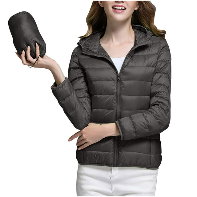 RYDCOT Women's Lightweight Puffer Jacket with Hood Pockets Quilted ...