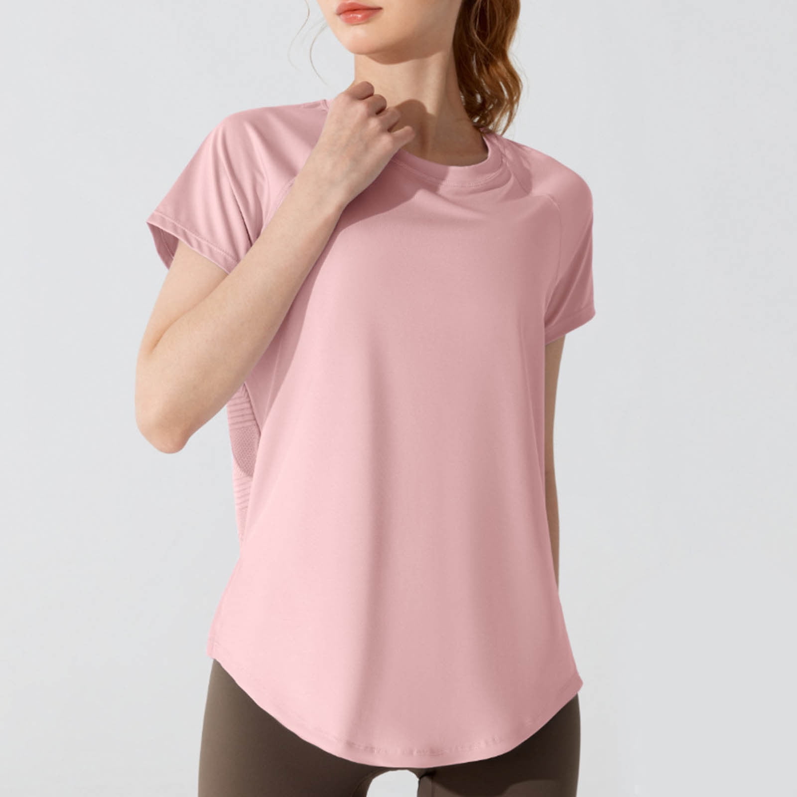 RYDCOT Women's Open Back Cutout Workout Tops Short Sleeve Gym Shirts ...