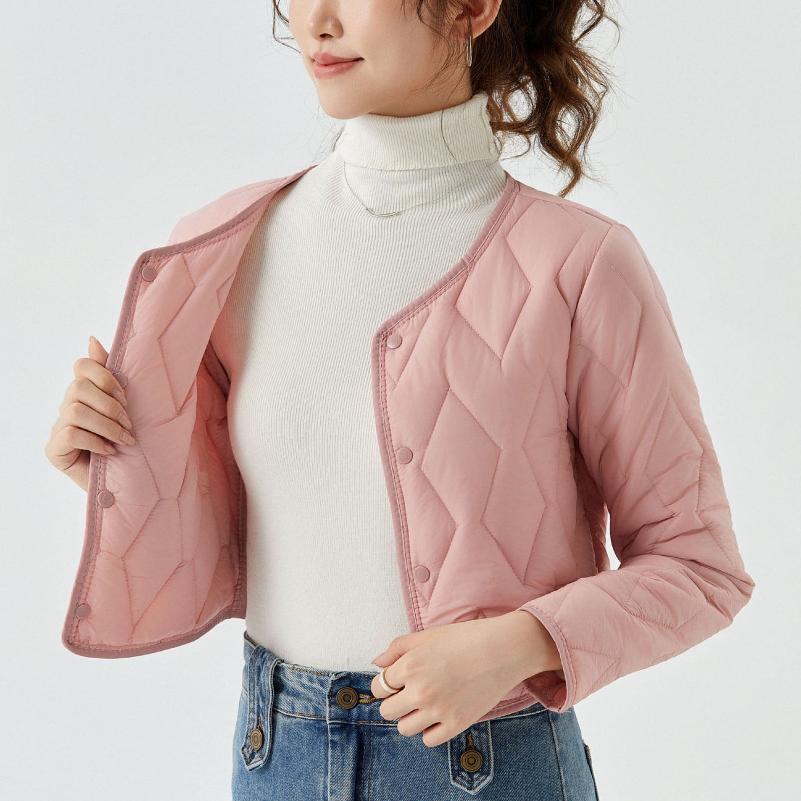 RYDCOT Women's Quilted Jacket Button Down Cropped Puffer Jacket ...
