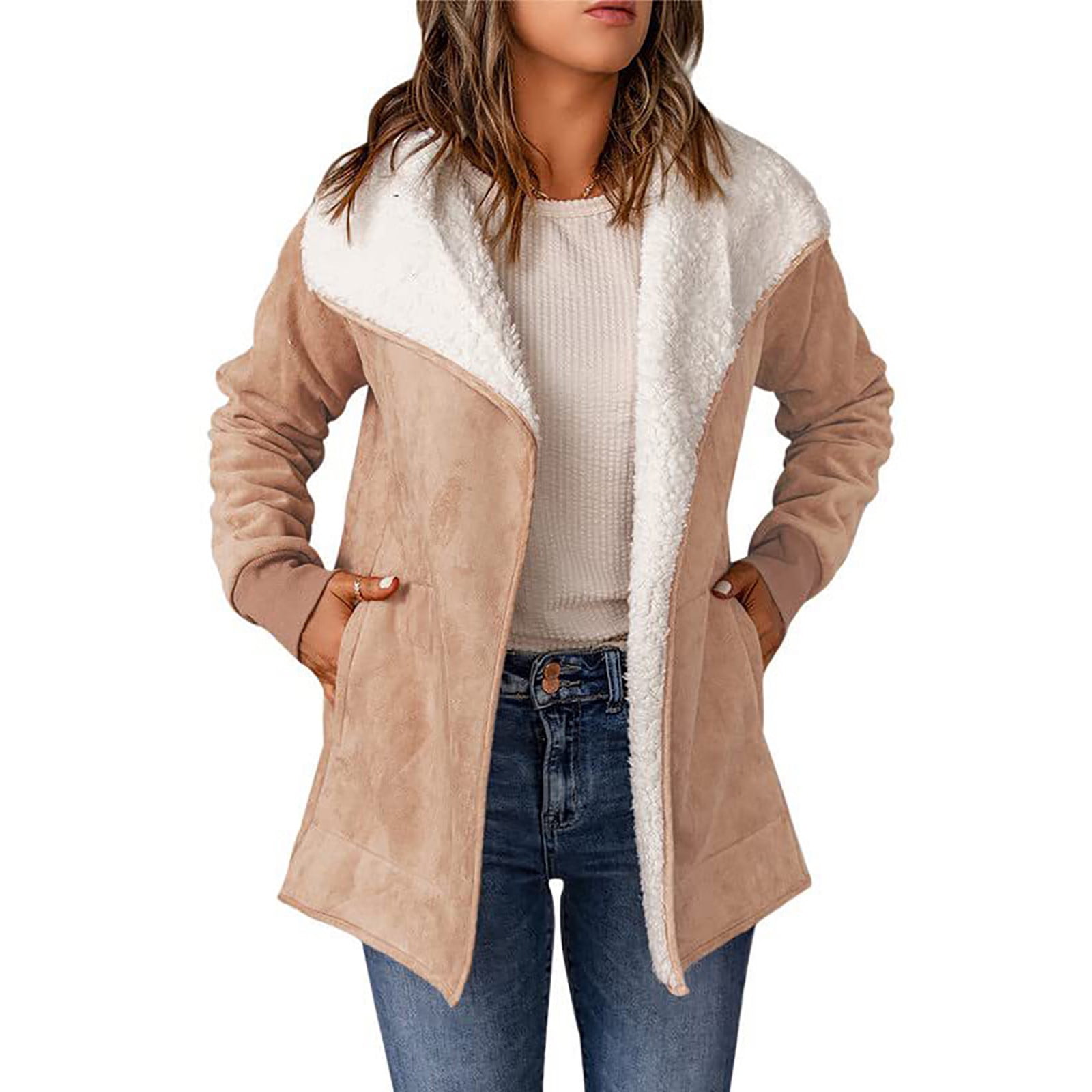 RYDCOT Womens Coats Winter Clearance Sherpa Jackets for Women Casual Warm Faux faux fur Lined ...