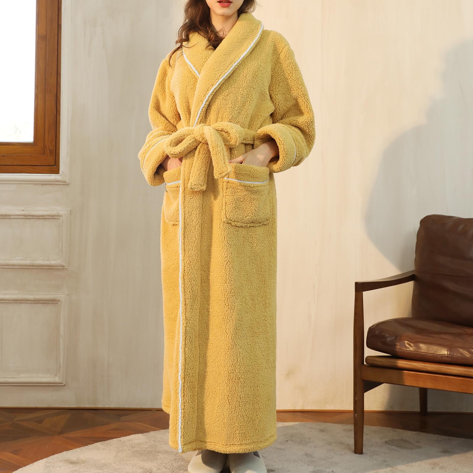 RYDCOT Womens Robes Long Plush Thick Warm Plush Bathrobe for Women ...