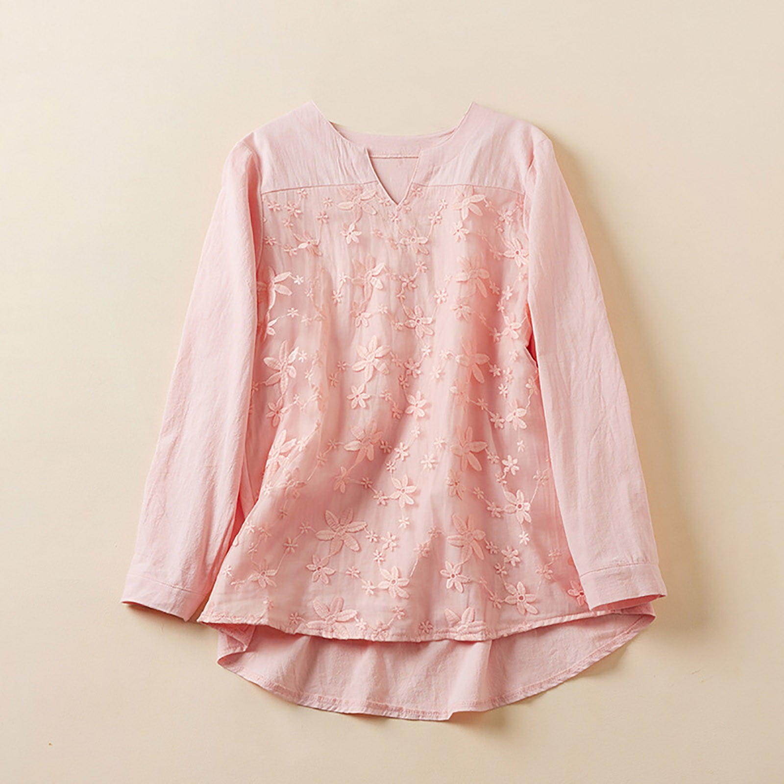 RYDCOT Womens Summer Gauze Tops and Blouses Long Sleeve Floral Cotton ...