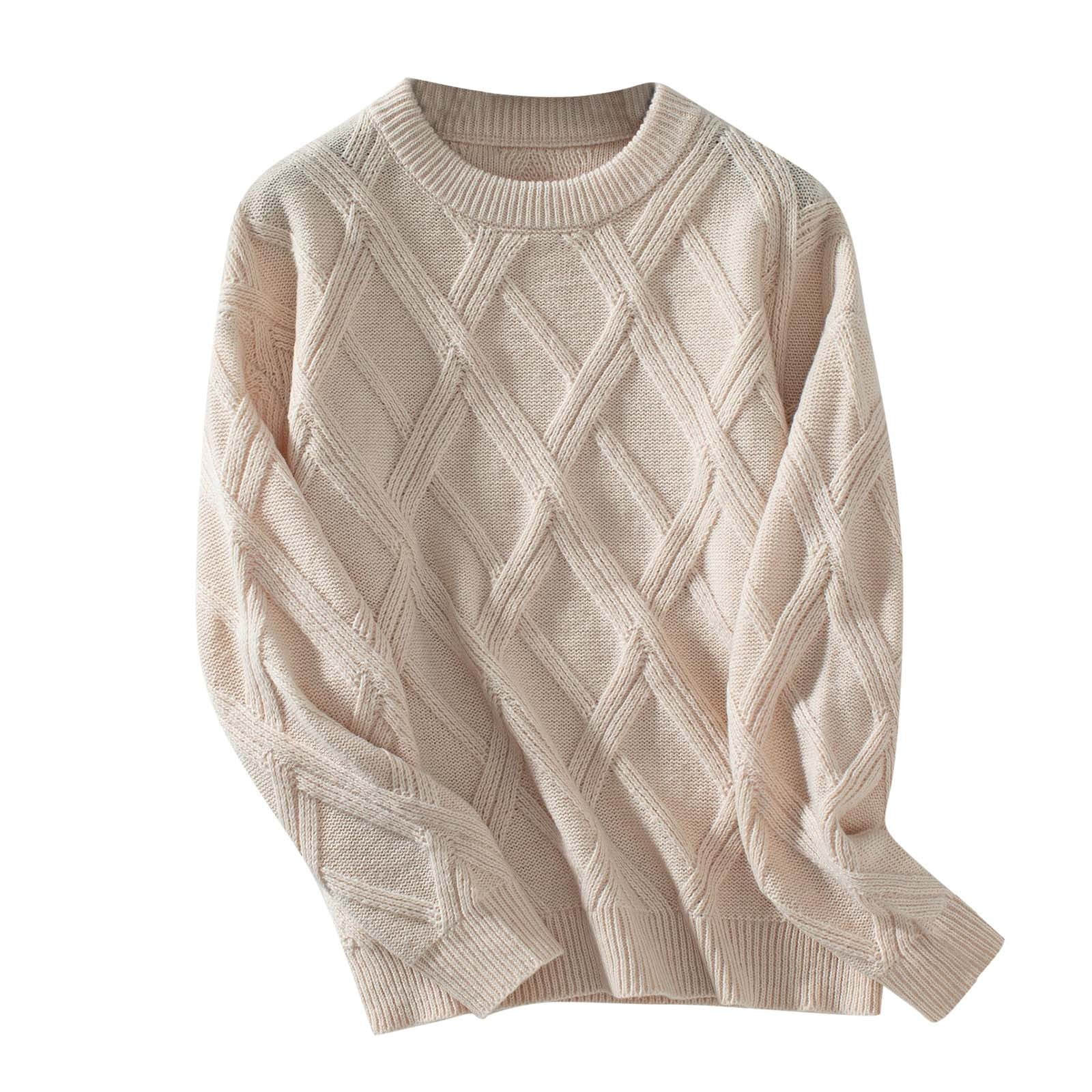 RYDCOT Womens Sweaters 2024 Fall Winter Cable Knit Long-Sleeve Crewneck ...