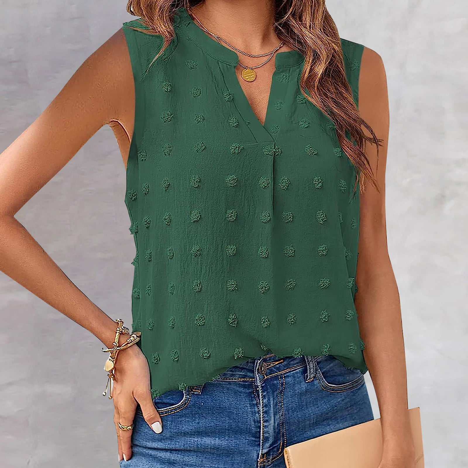 RYDCOT Womens Tops Clearance Summer 2024 Solid Color V Neck Sleeveless ...