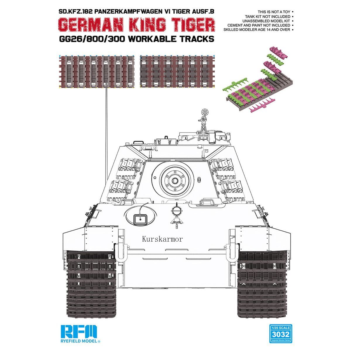 RYEFIELD MODEL RFM RM-3032 1/35 King Tiger GG26/800300 Workable Track ...