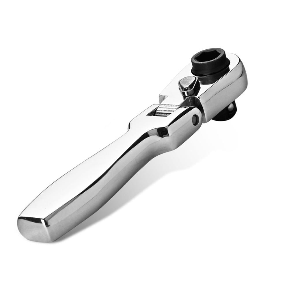RYGRZJ 1*Rounded Ratchet Handle Socket Wrench 1/4" Mini Drive Stubby ...