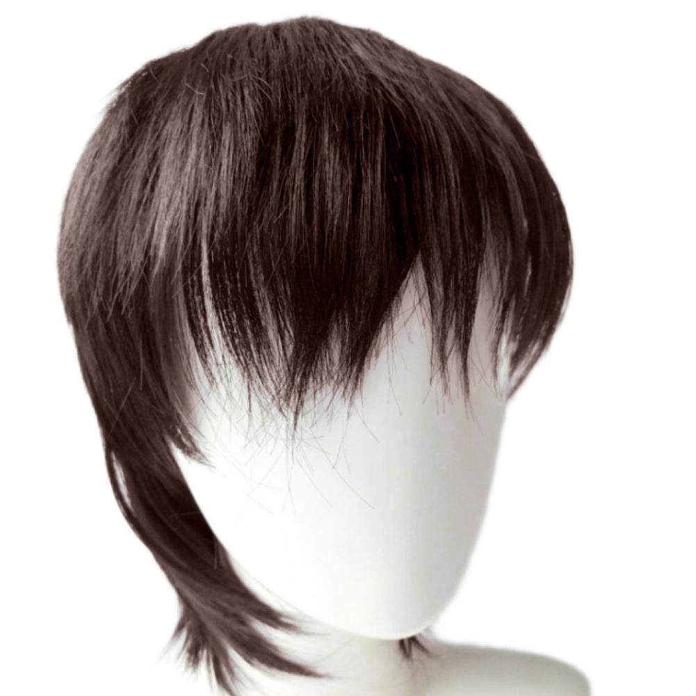 RYGRZJ Dark Brown Japanese Mullet Head Cos Wig Boys Medium-Length ...