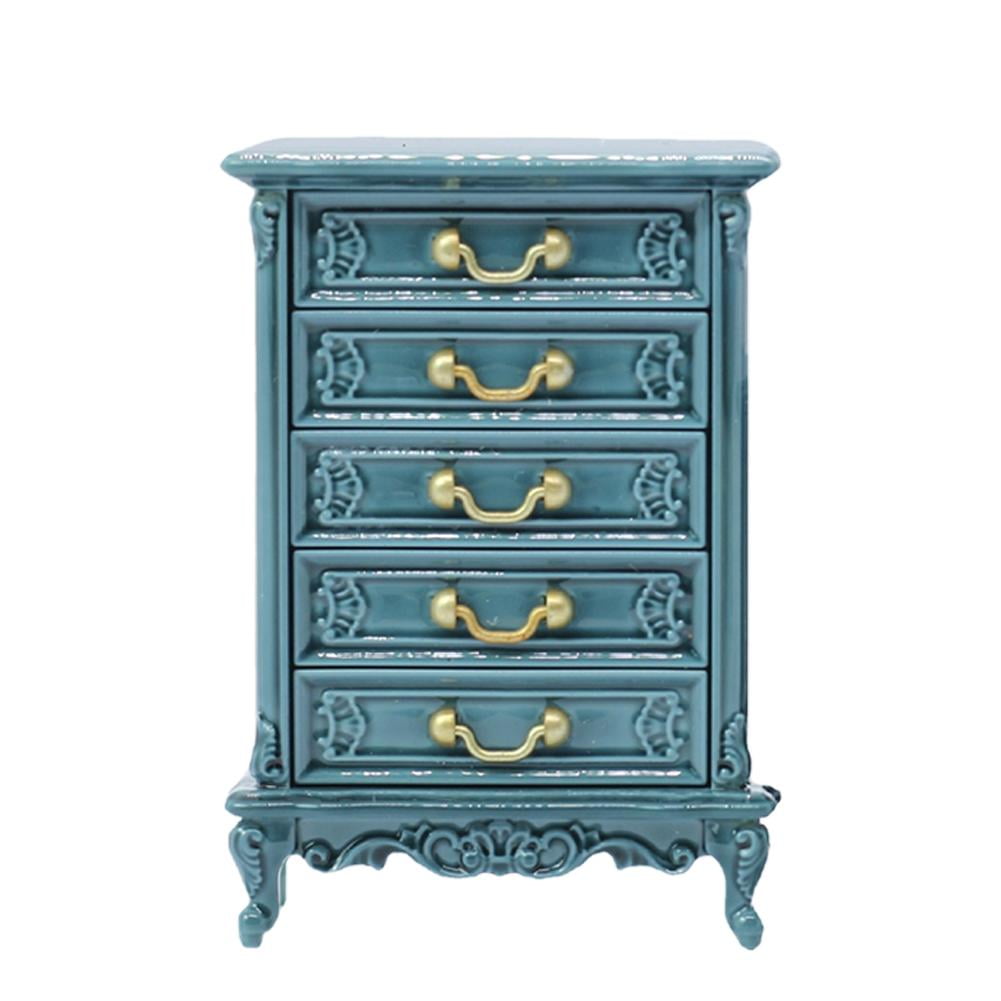 RYGRZJ Dollhouses Miniature European Chest Of Drawers Bedroom Bedside ...