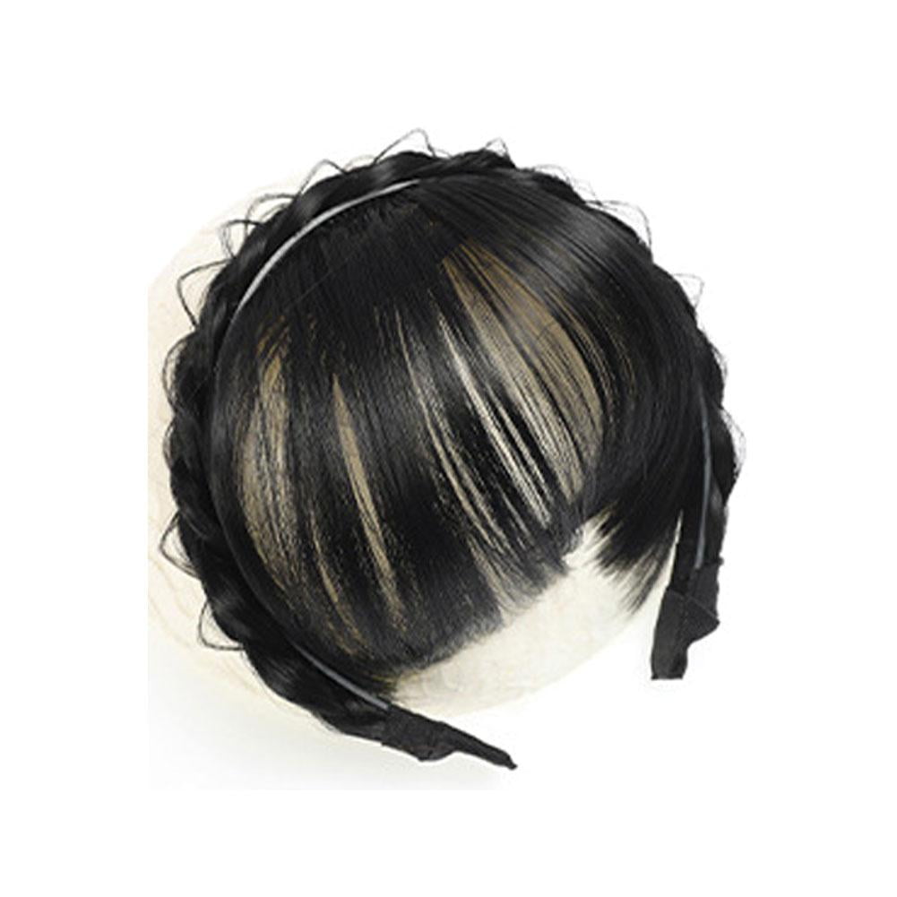RYGRZJ Fishbone Air Bangs Natural Black Wig Headband Air Bangs Female ...