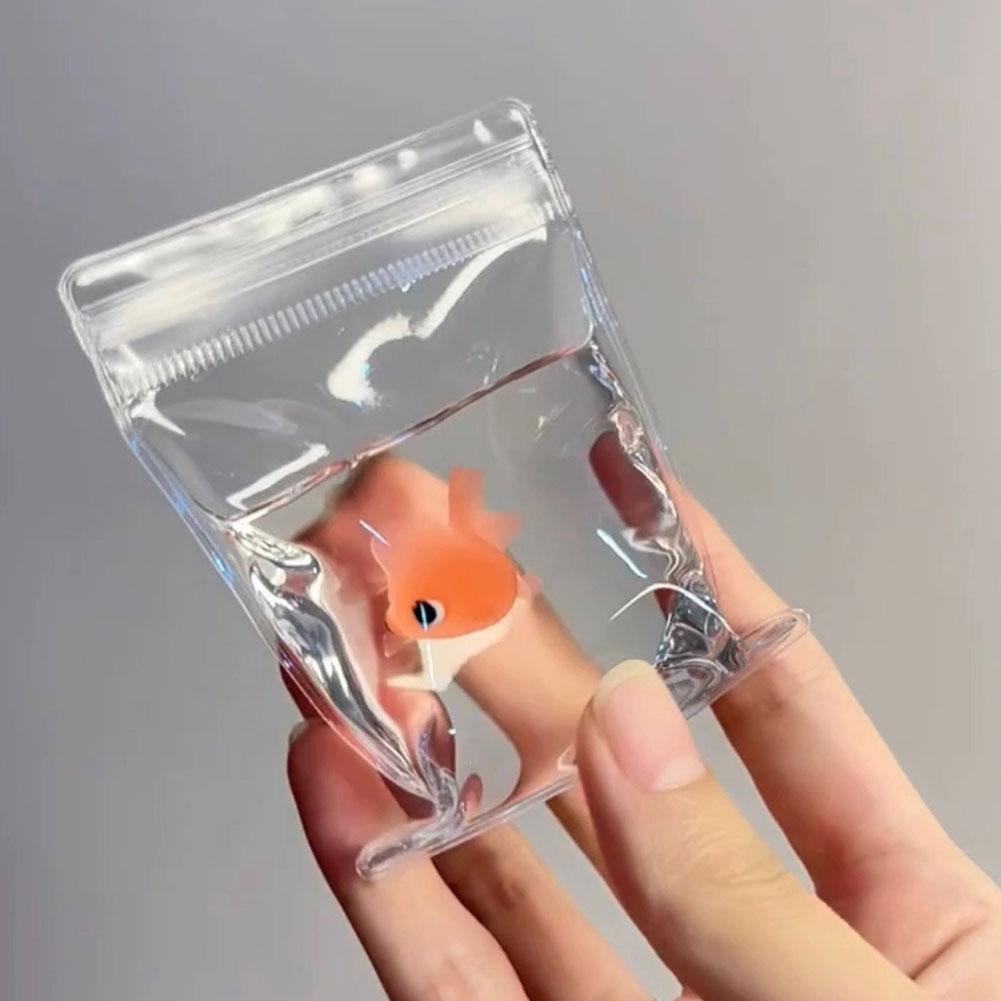 RYGRZJ Goldfish Bag Pinch Transparent Goldfish Bag Silicone Pinch Fun ...