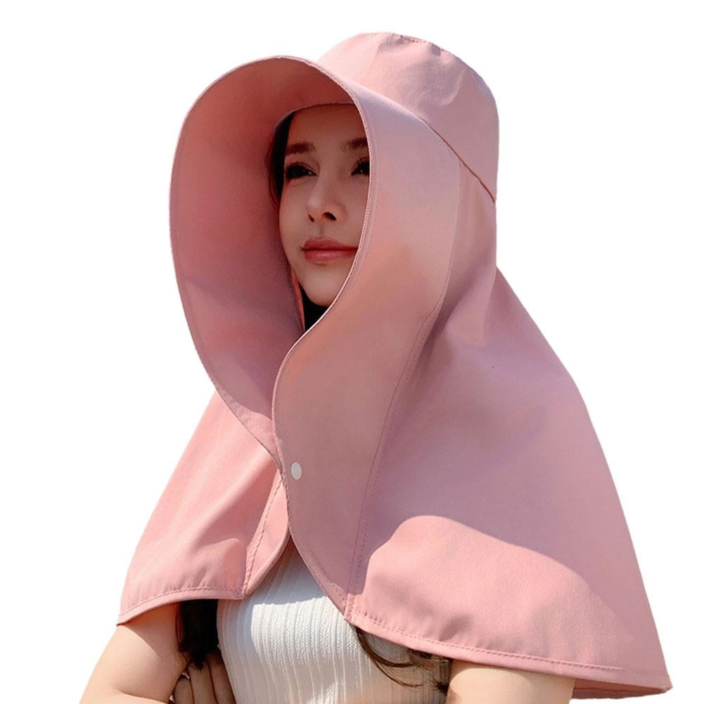 RYGRZJ Pink Summer New All-Round Sun Protection Large Brim Shawl Sun ...