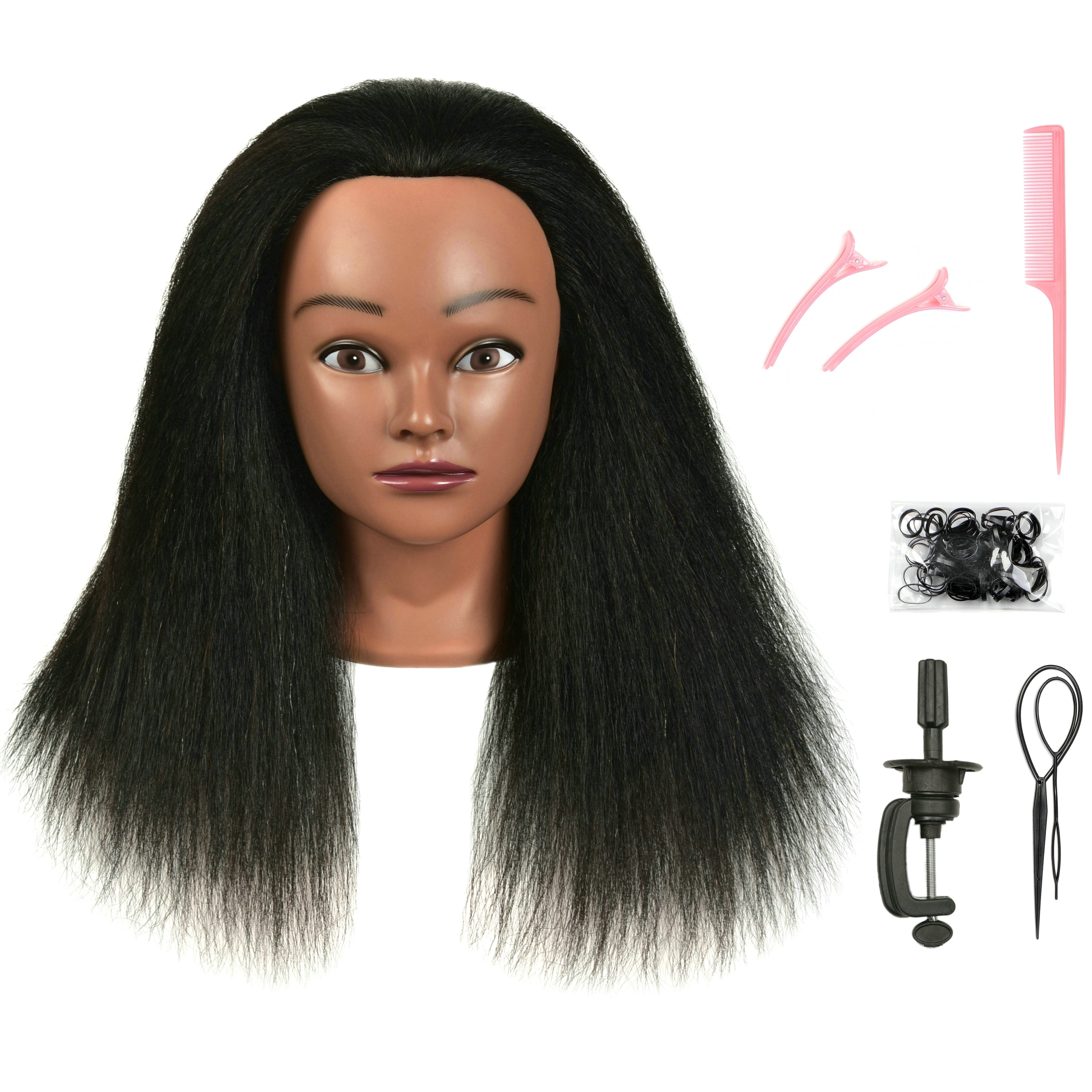 RYHAIR Real 100% Human Hair Mannequin Head with Table Clamp, Barber ...