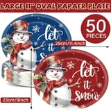 RYJUYJ-50PCS Winter Paper Plates Snowman Snowflake Oval Paper Plates ...